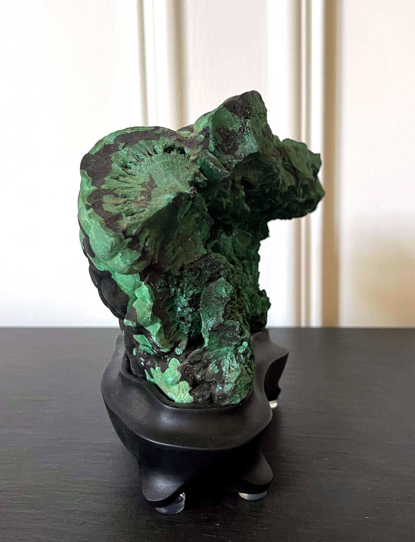 Natural Malachite Rock on Display Stand as a Scholar Stone