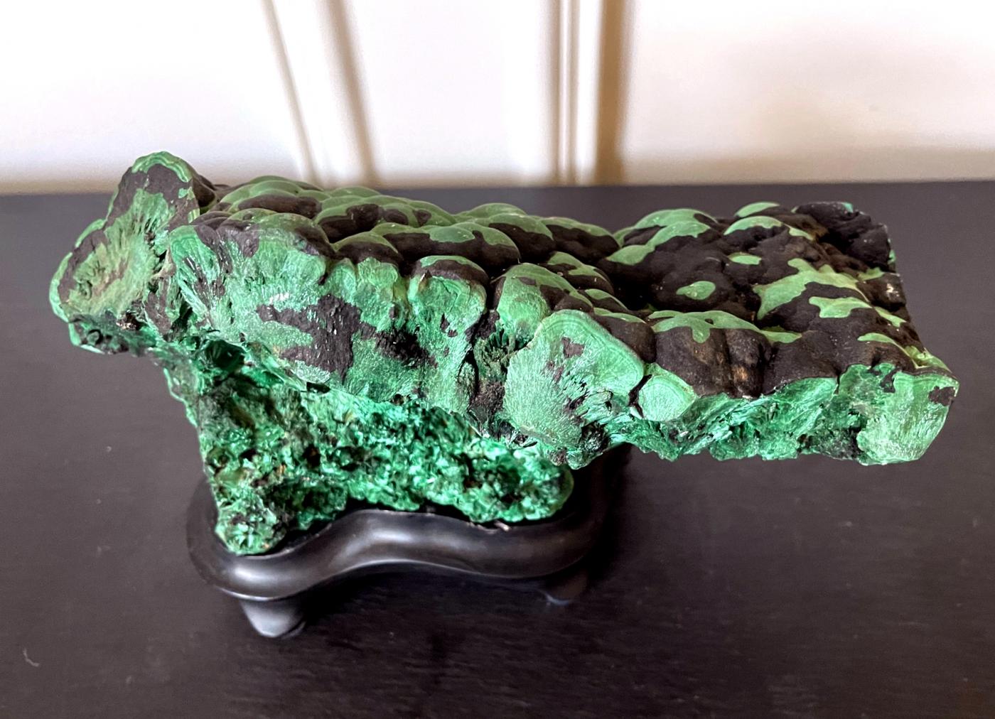 Natural Malachite Rock on Display Stand as a Scholar Stone