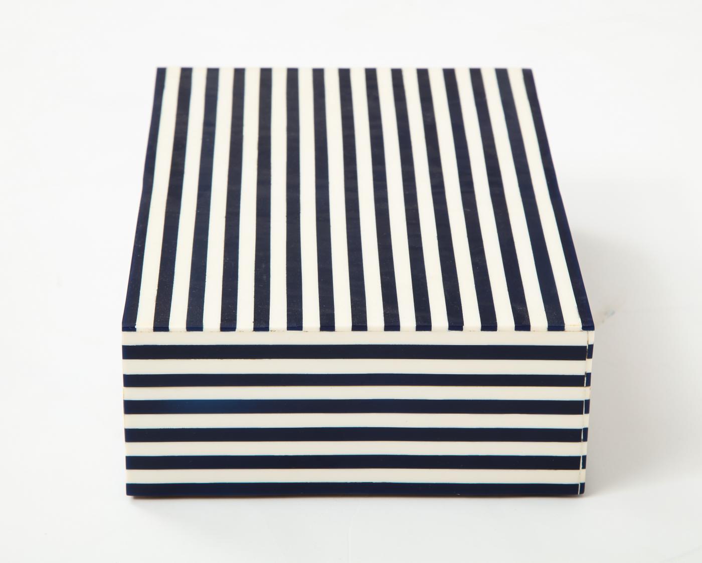 Navy, Natural Pinstripe Bone Box