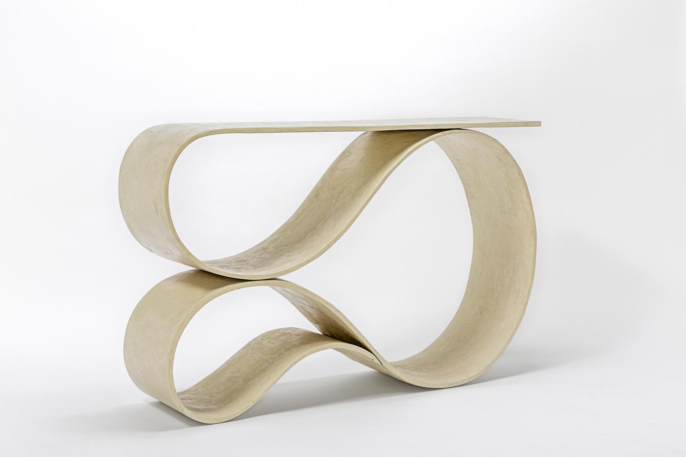 Neal Aronowitz - Whorl Console In White Concrete Canvas