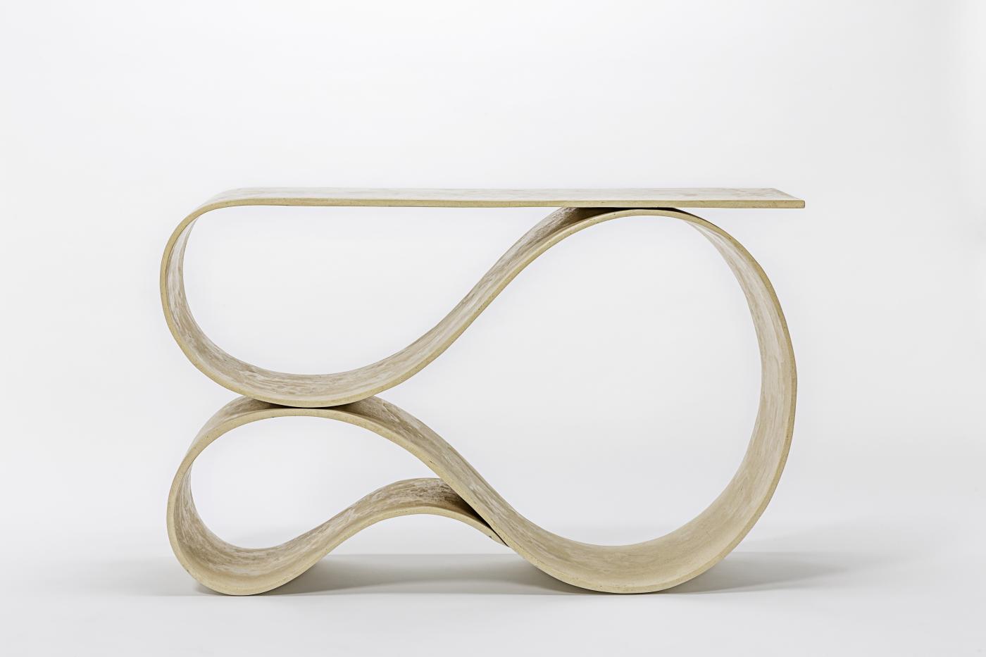 Neal Aronowitz - Whorl Console In White Concrete Canvas
