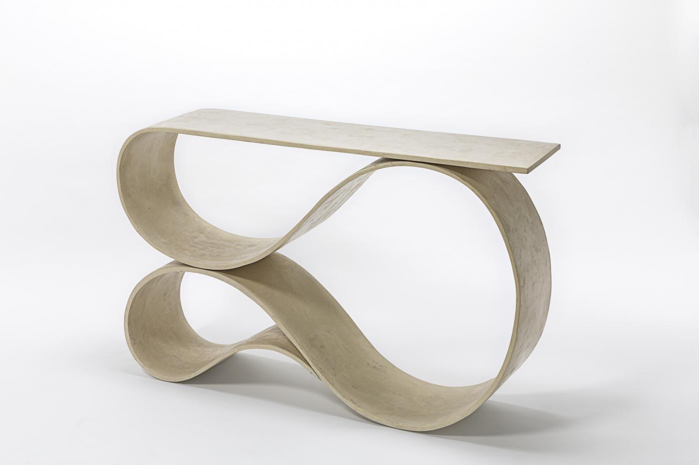 Neal Aronowitz - Whorl Console In White Concrete Canvas
