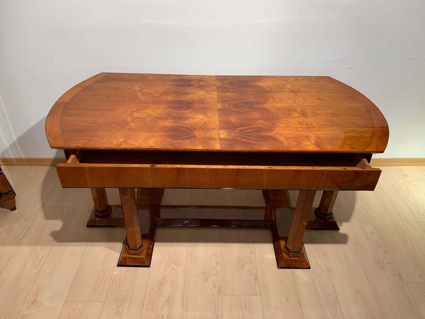 Neoclassical Biedermeier Desk, Cherry Veneer, Six Columns, Austria ...