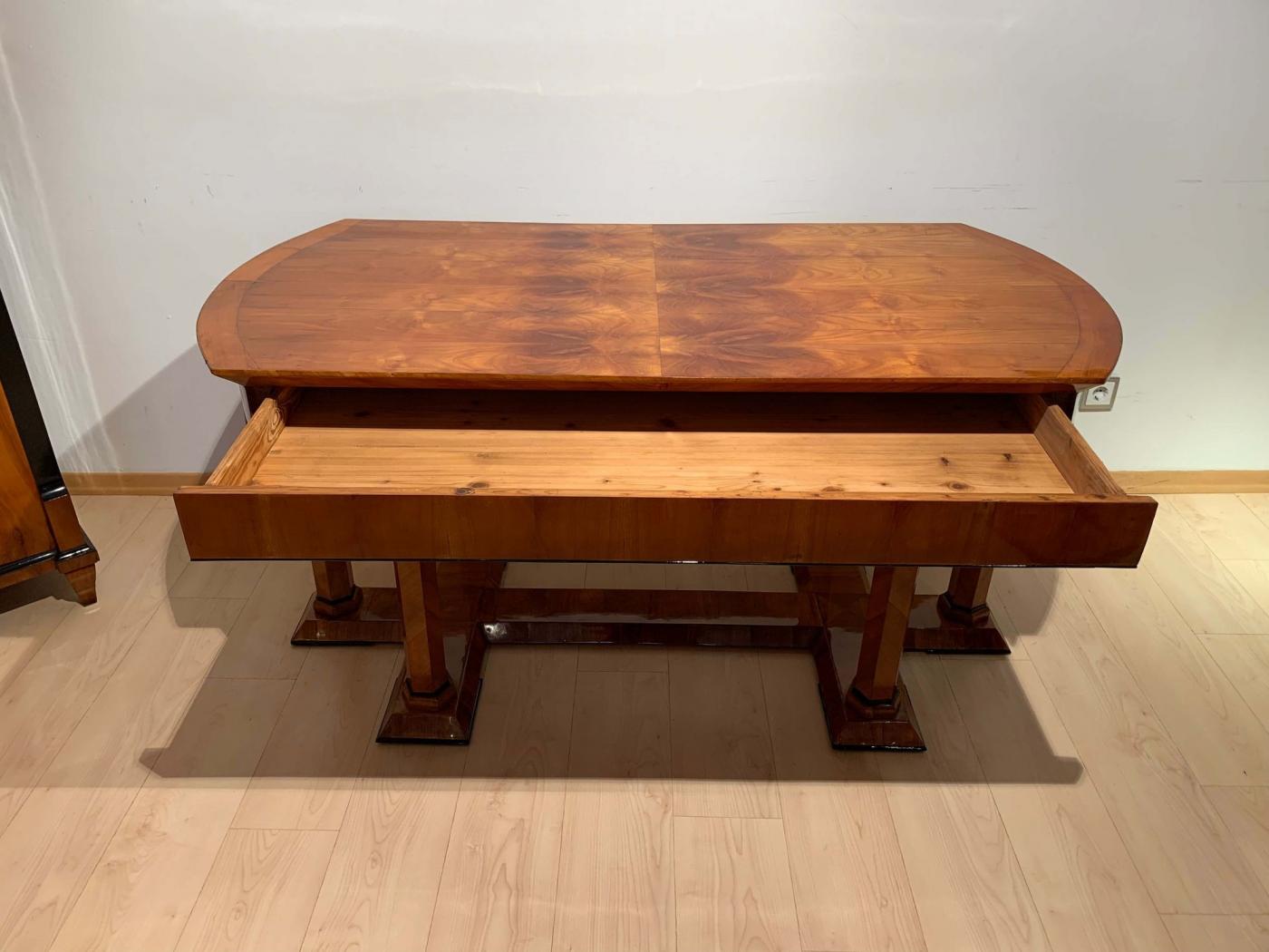 Neoclassical Biedermeier Desk, Cherry Veneer, Six Columns, Austria ...