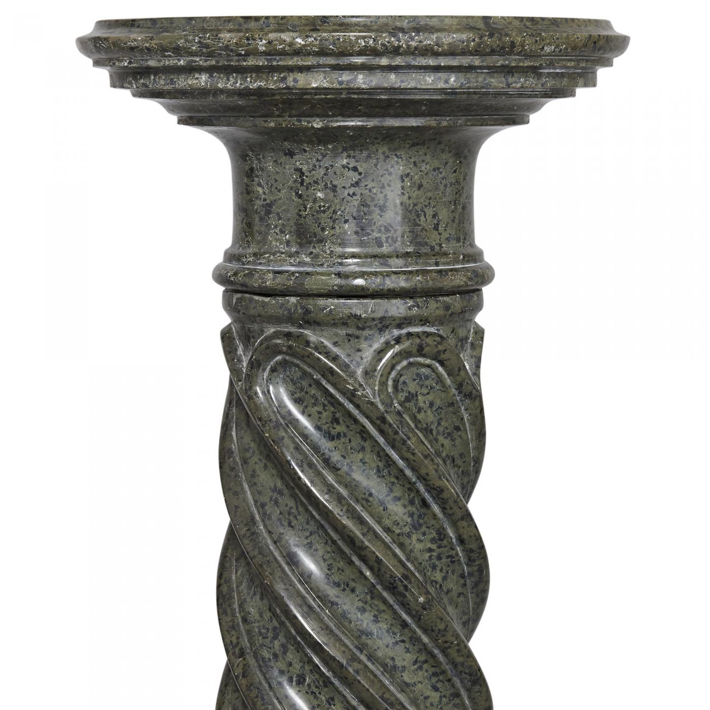 Neoclassical Solomonic green serpentine column