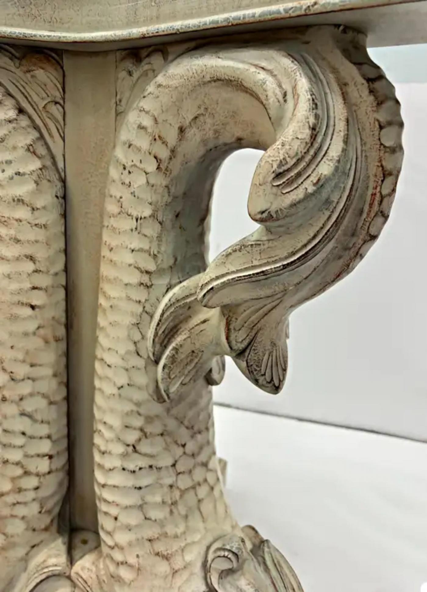 Neoclassical Style Carved Dolphins Venetian Gueridon Table with Glass Top