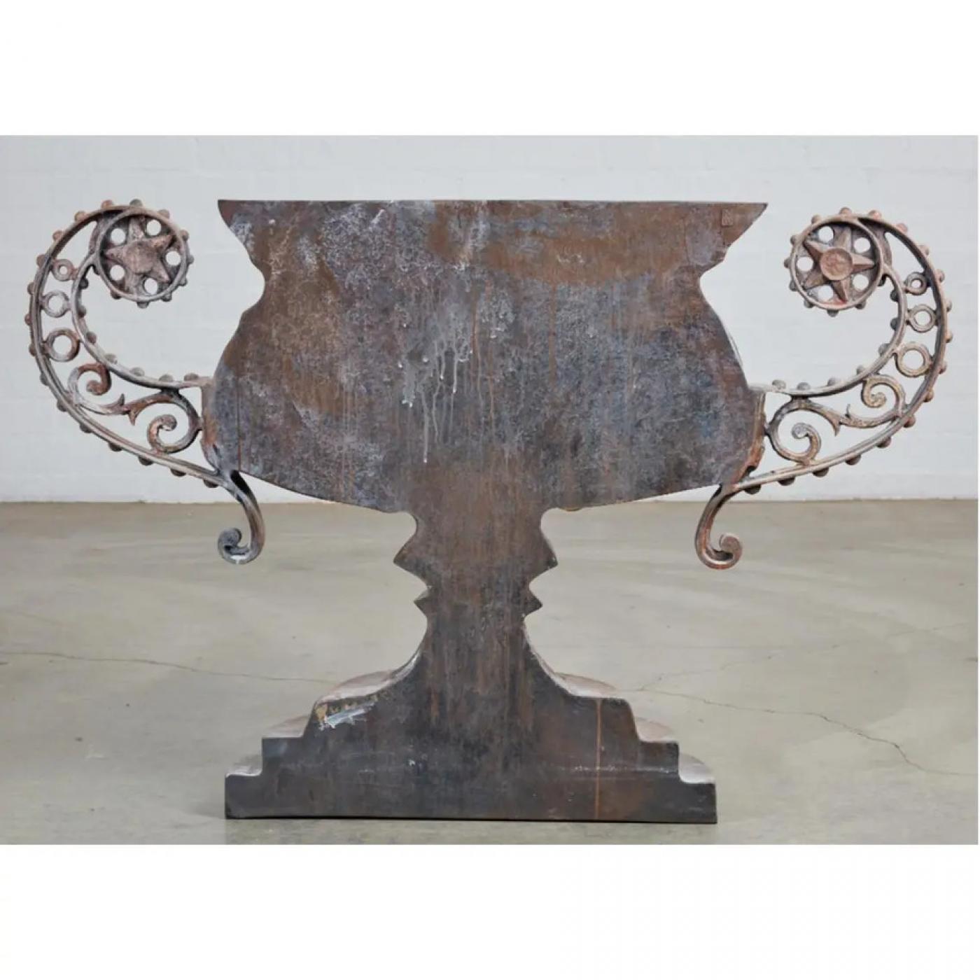 Neoclassical Style Urn Form Travertine Marble Top Console Table