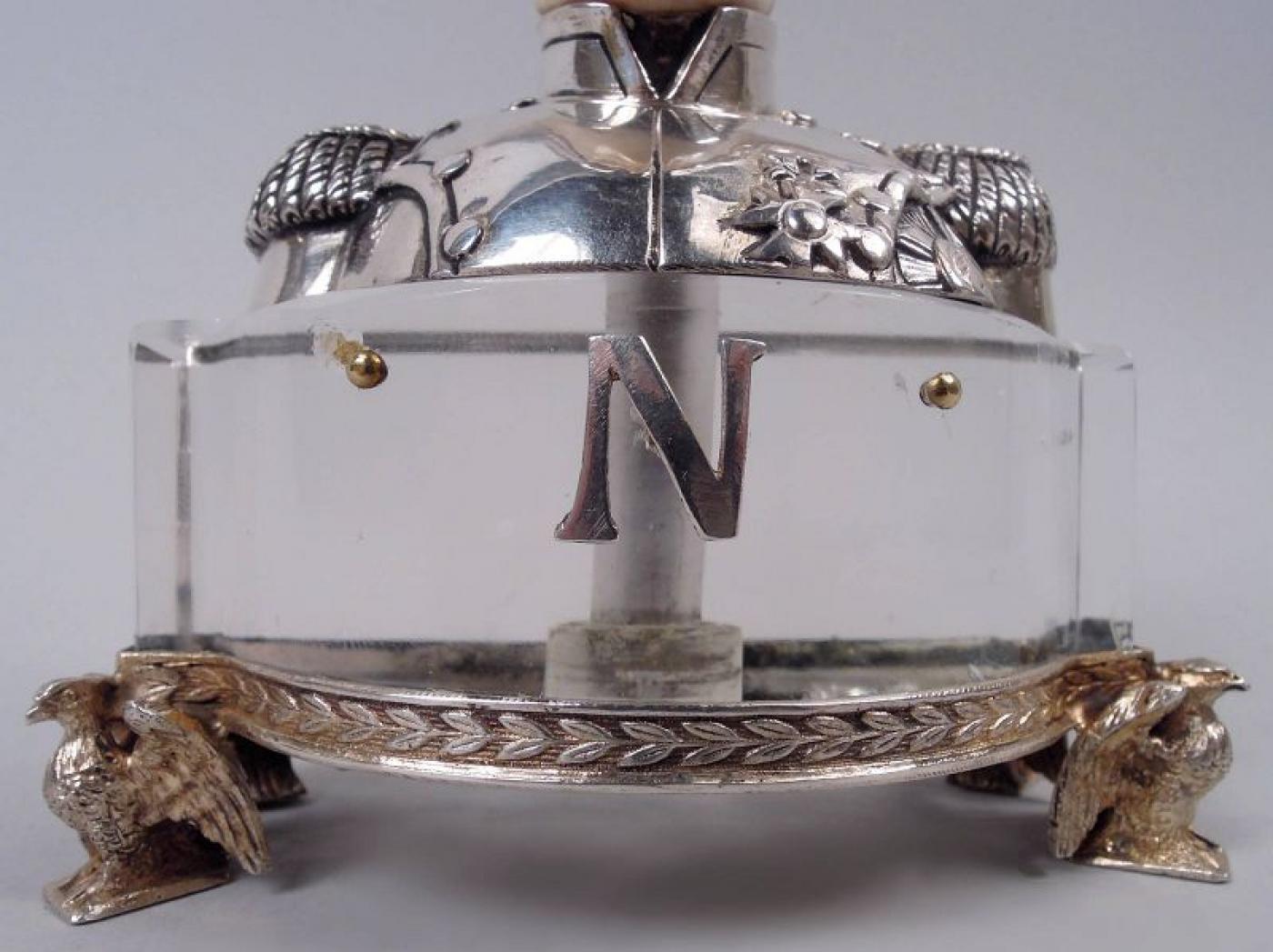 Neresheimer German Silver Bust of Napoleon I on Rock Crystal Base