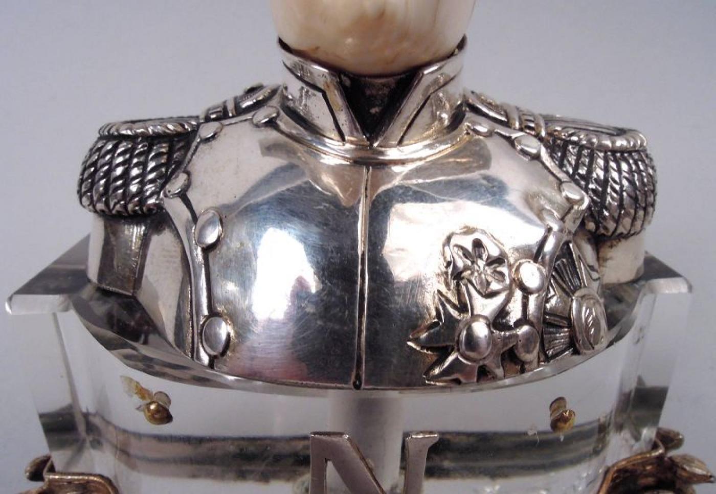 Neresheimer German Silver Bust of Napoleon I on Rock Crystal Base