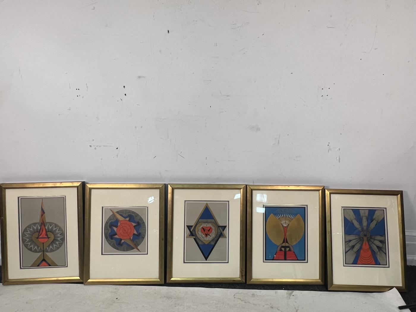 OLGA FROBE-KAPTEYN - EXCEPTIONAL WILDLY COLORED SET OF 14 ART DECO ...