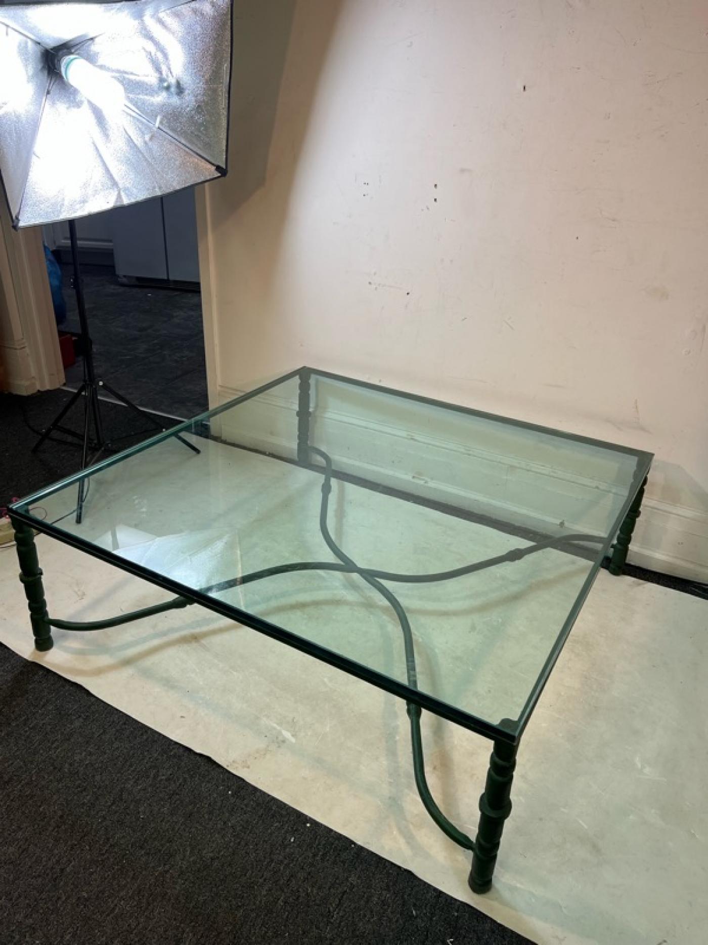 Diego Giacometti - ORGANIC BRUTALIST VERDIGRIS METAL AND GLASS COFFEE TABLE