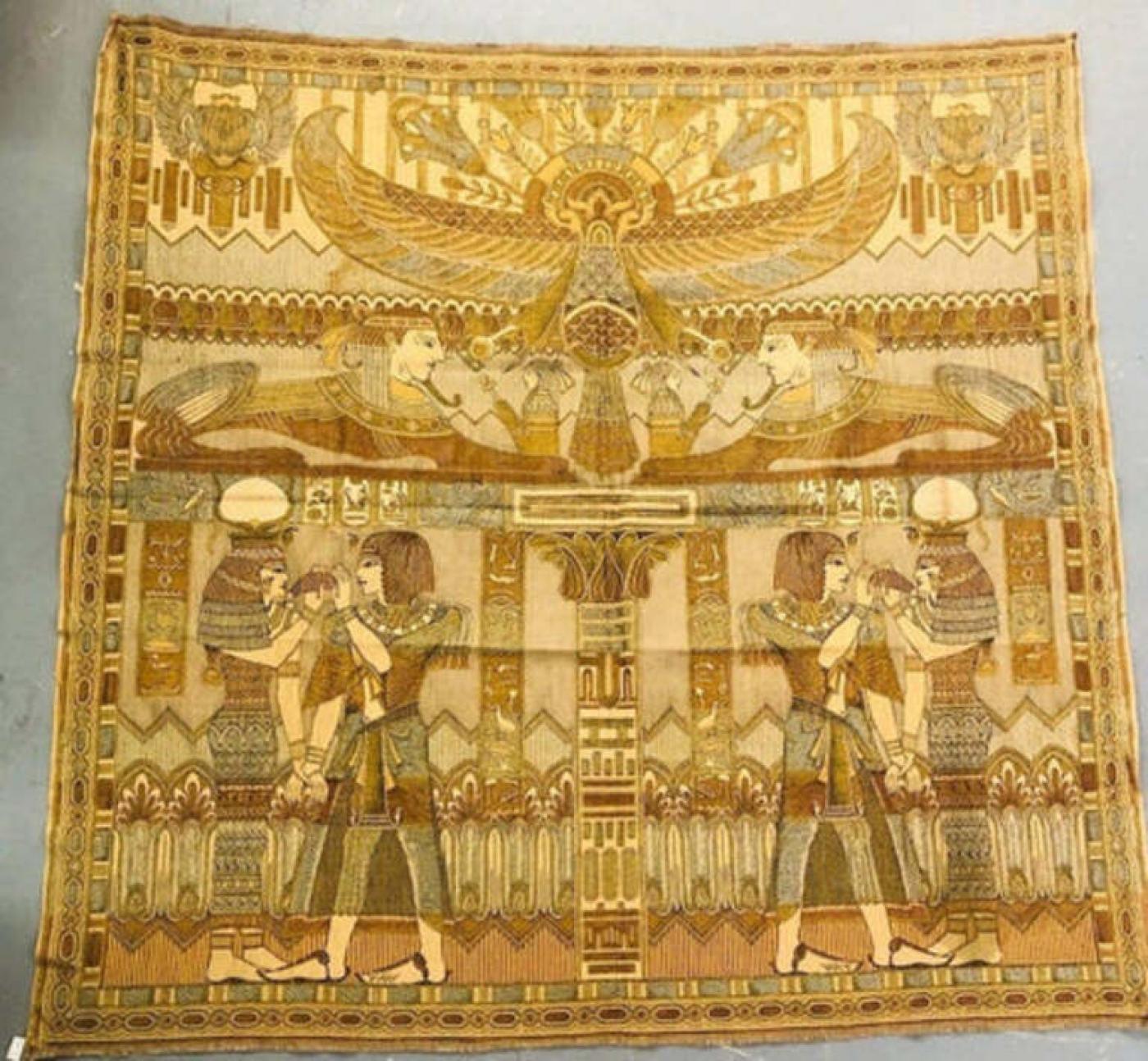 Old Egyptian Silk Panel Tapestry Circa 1890's
