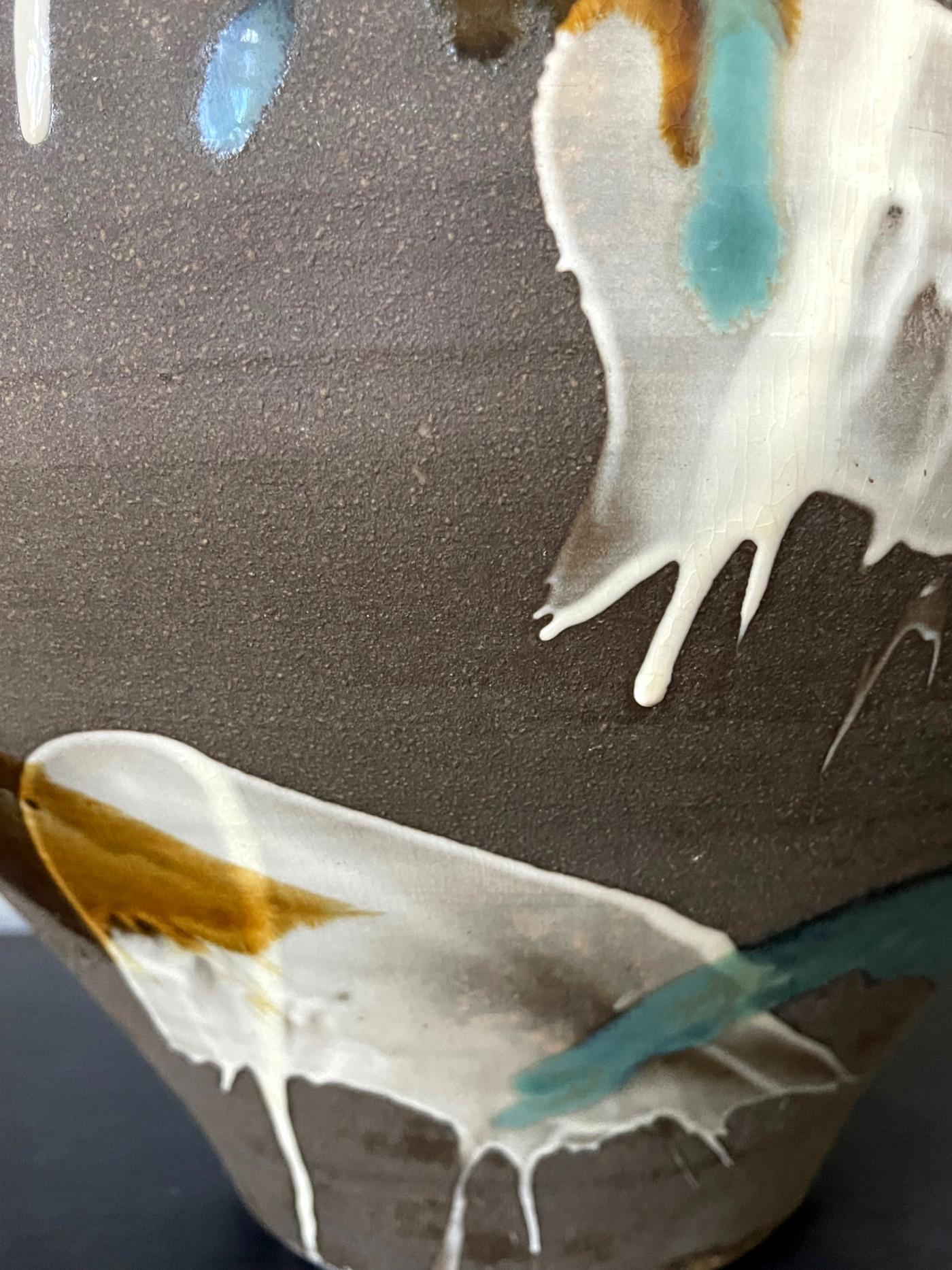 Onda Yaki - Large Japanese Contemporary Ceramic Jar from Onda Yaki Kiln