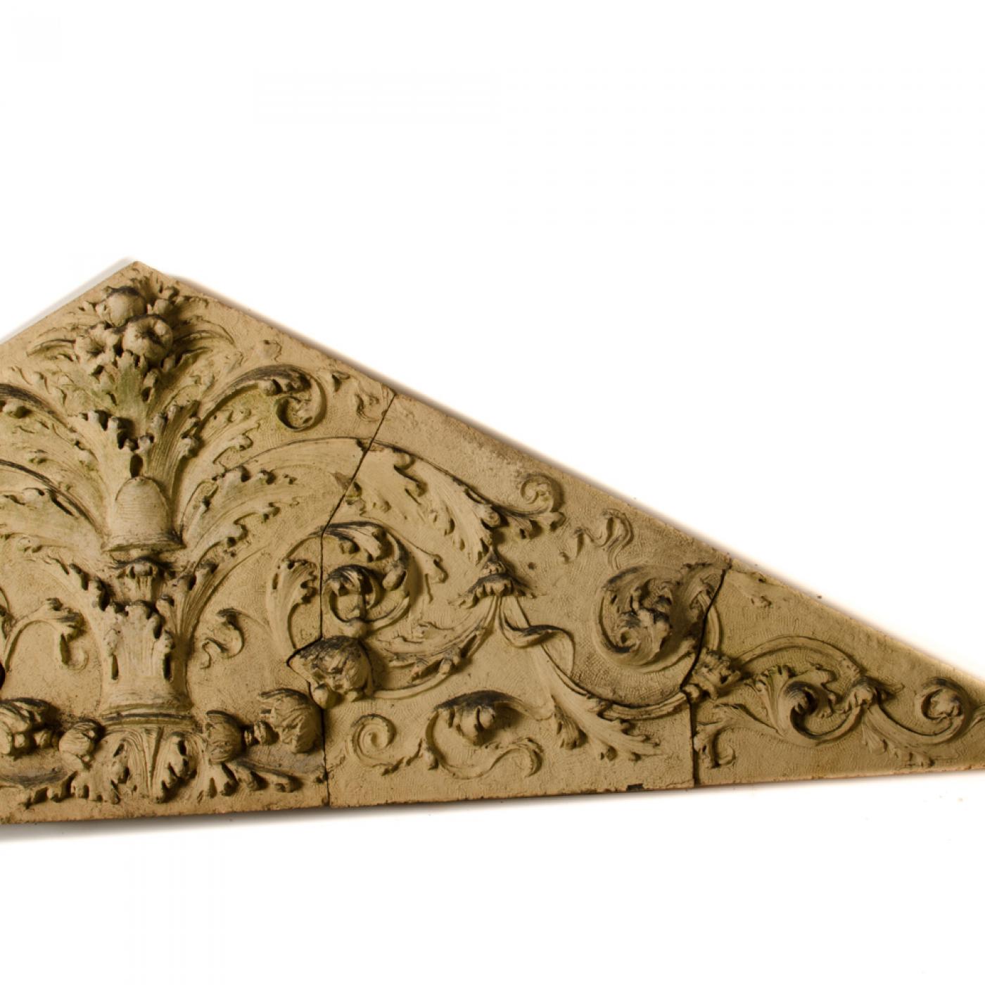 One ( of a pair) large triangular terracotta frieze from Philadelphia