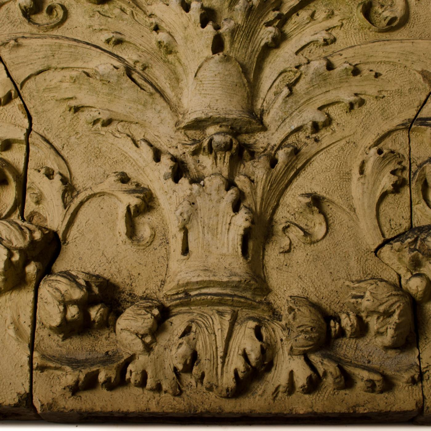 One ( of a pair) large triangular terracotta frieze from Philadelphia