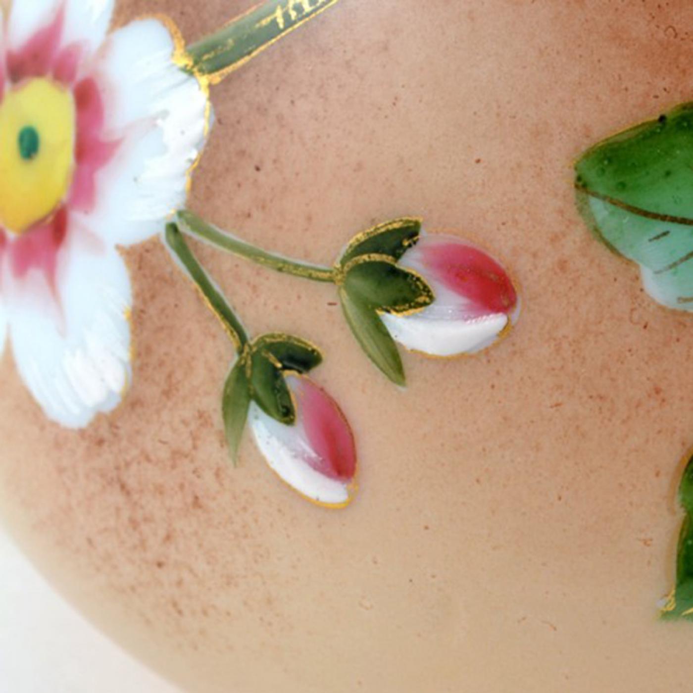 Opaline Cased Hand Painted Art Glass Vase