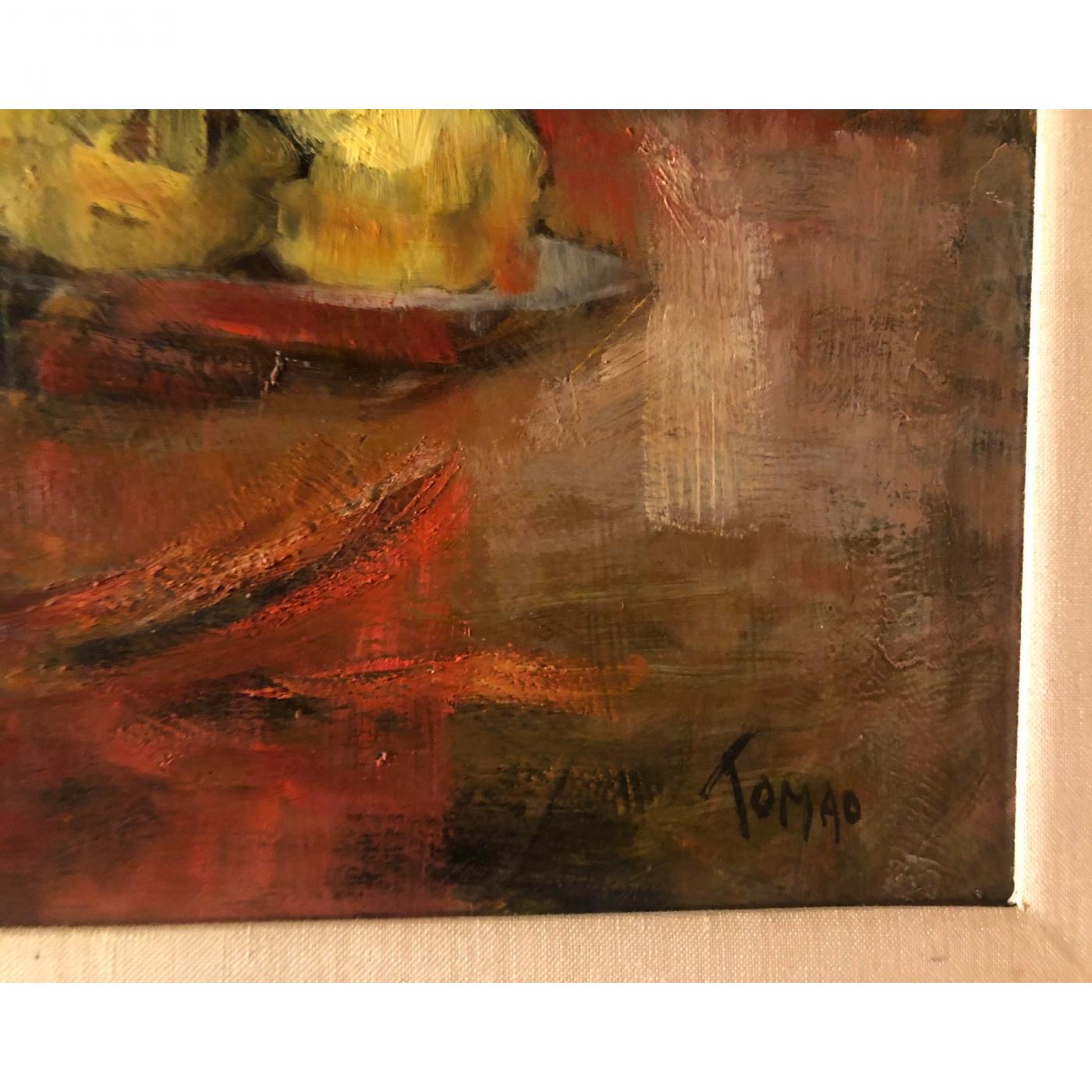 Original Mid Century Modern Jenny Tomao Abstract Still Life Painting
