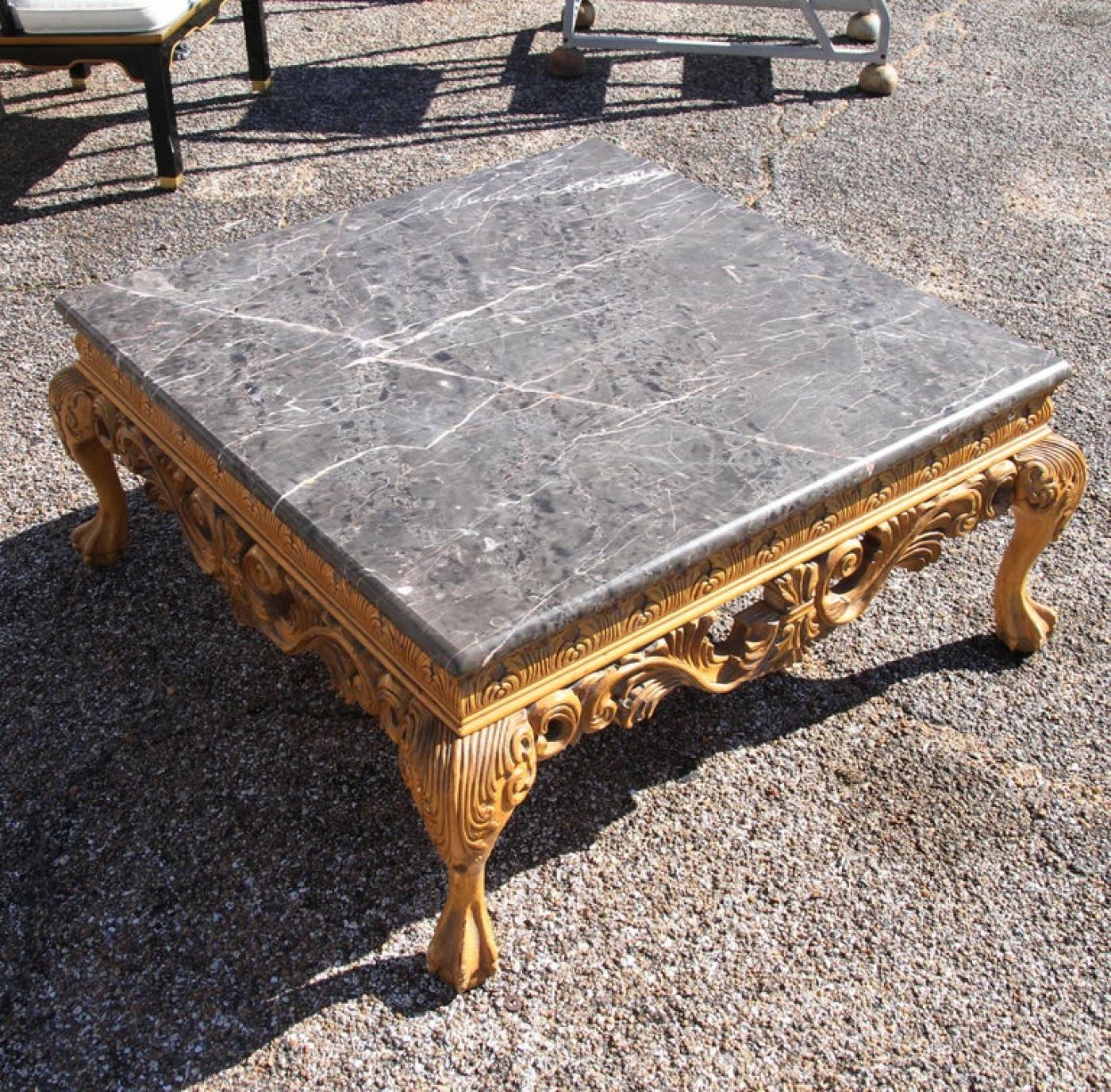 Ornate Italian Carved Marble Coffee Table