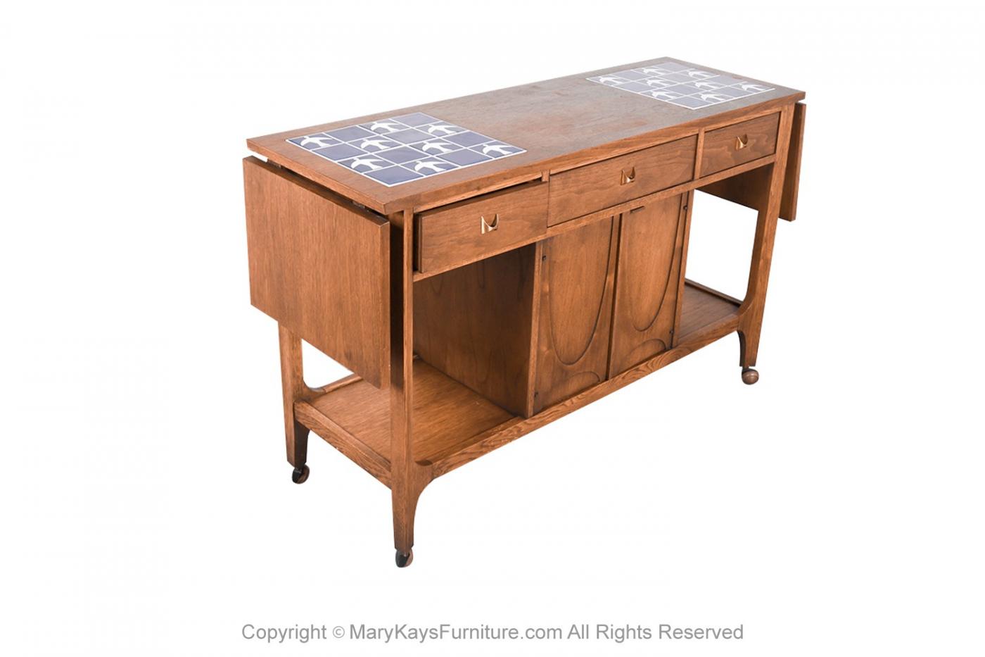 Oscar Niemeyer - Mid Century Broyhill Brasilia Drop Leaf Tile Top Bar ...
