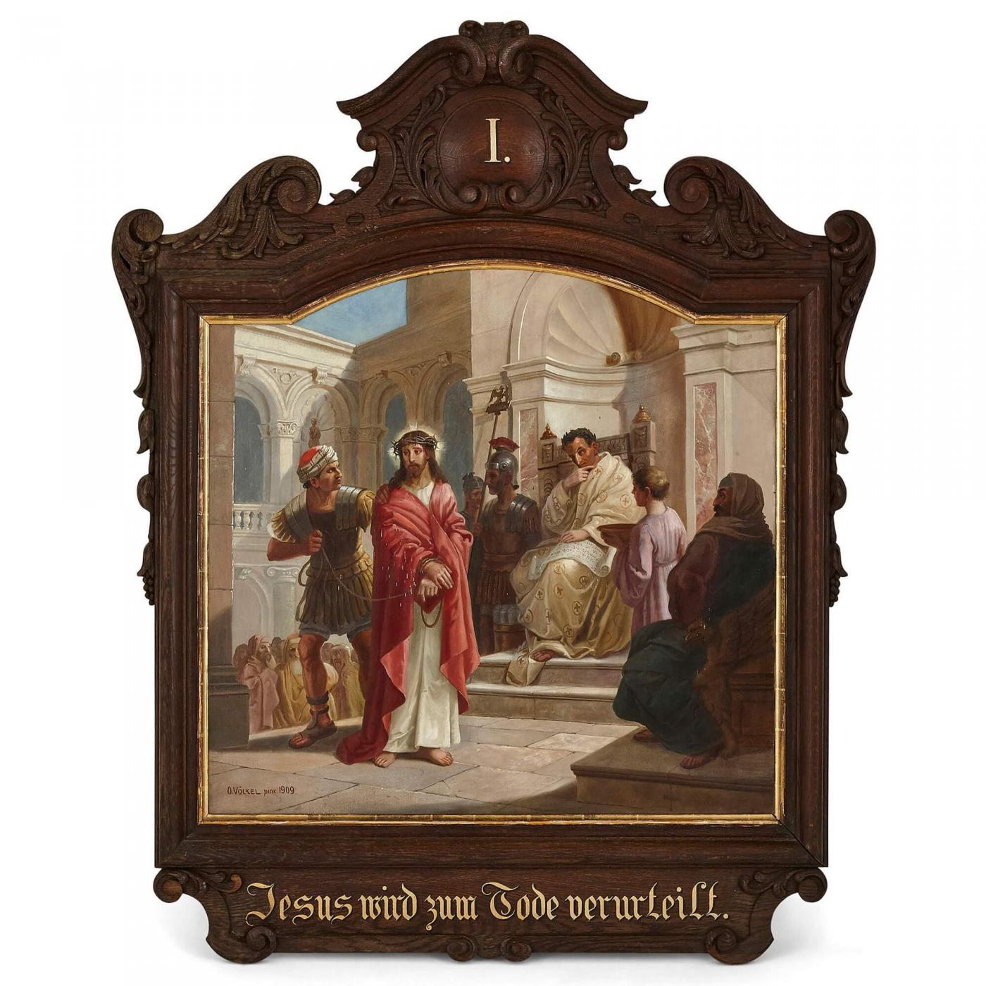 Oswald Völkel - Complete set of Stations of the Cross oil paintings by ...
