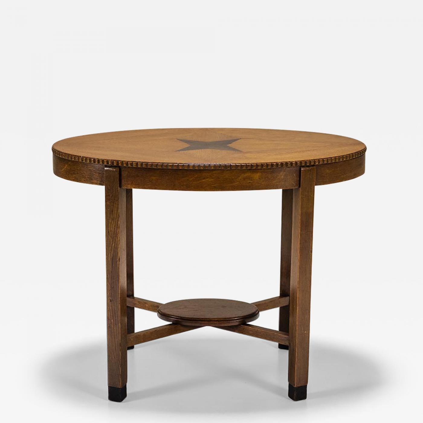 Oval-shaped Amsterdamse School Side Table in Oak and Ebony, 1930s