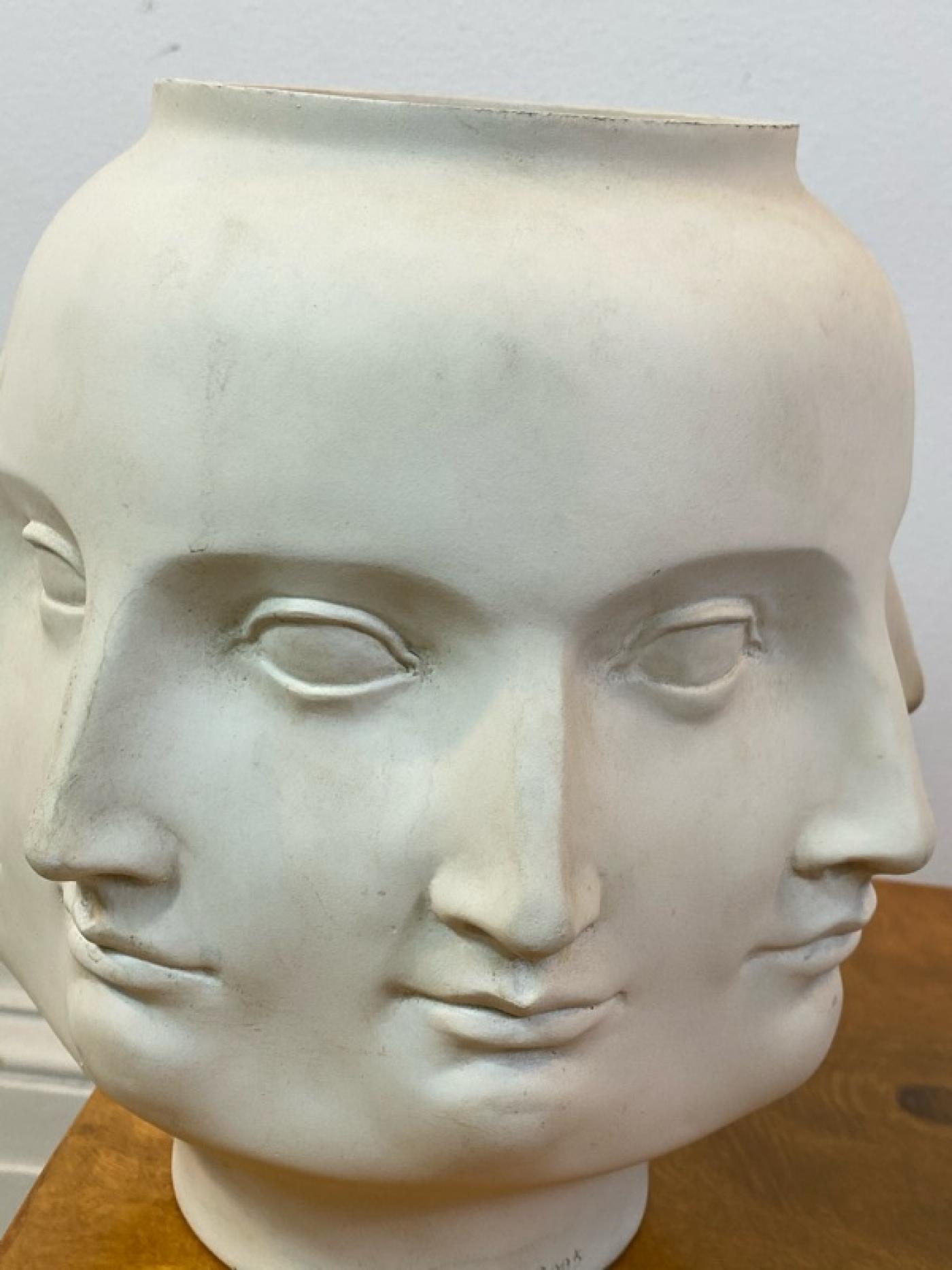 PAIR OF BLACK & WHITE PERPETUAL FACE VASES IN THE MANNER OF FORNASETTI