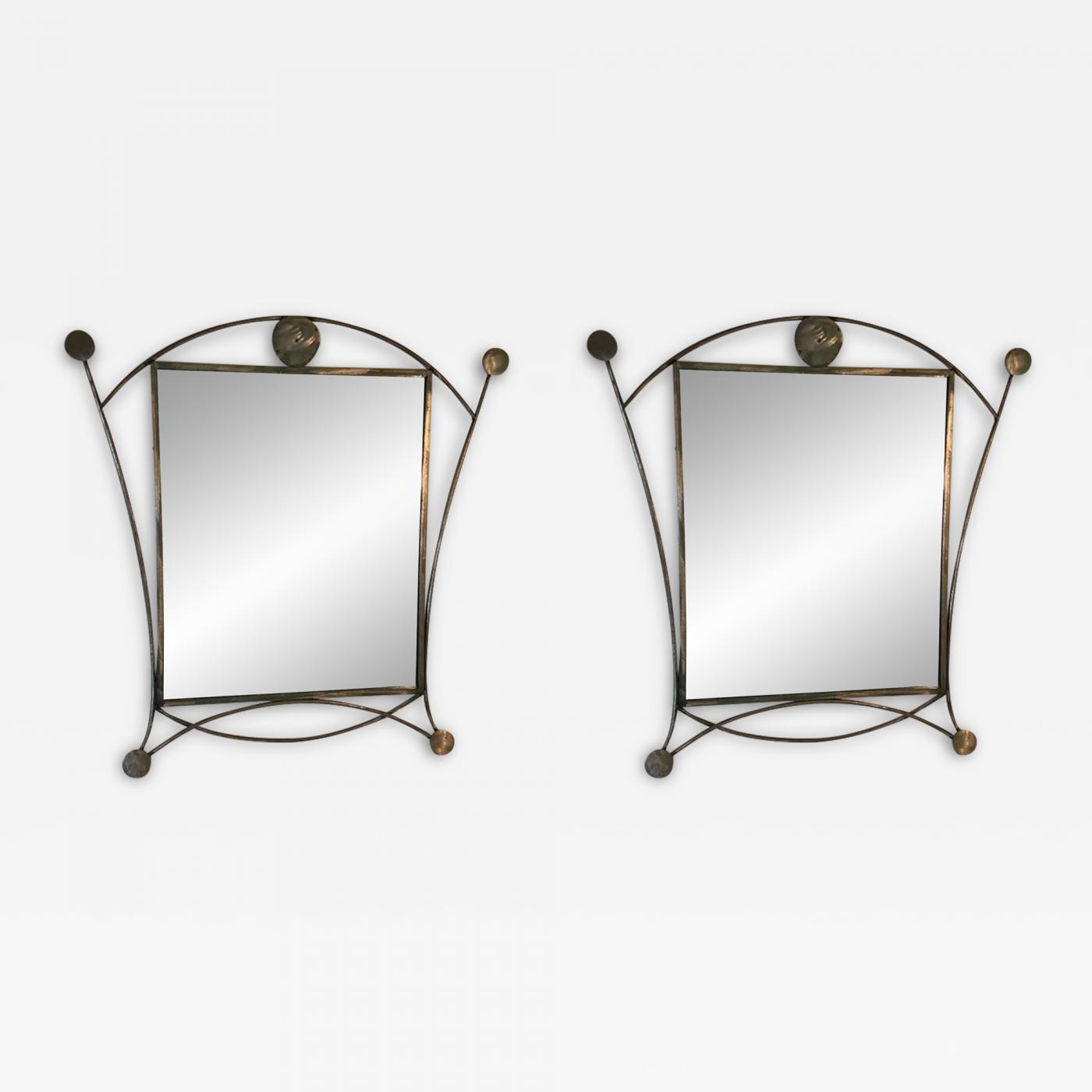 PAIR OF POST MODERN METAL MIRRORS
