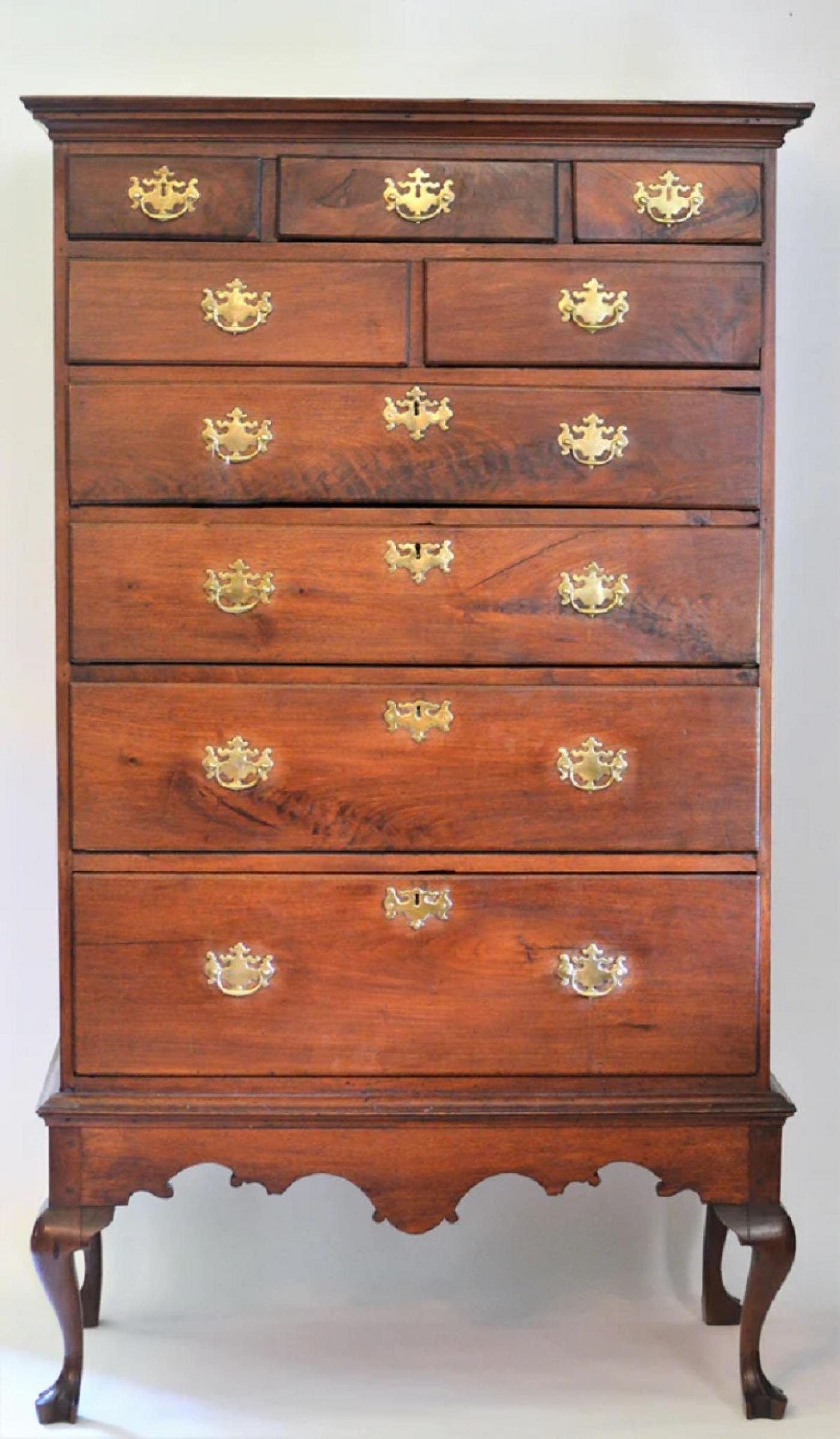 PENNSYLVANIA WALNUT TALL CHEST ON FRAME (Inv. 320)