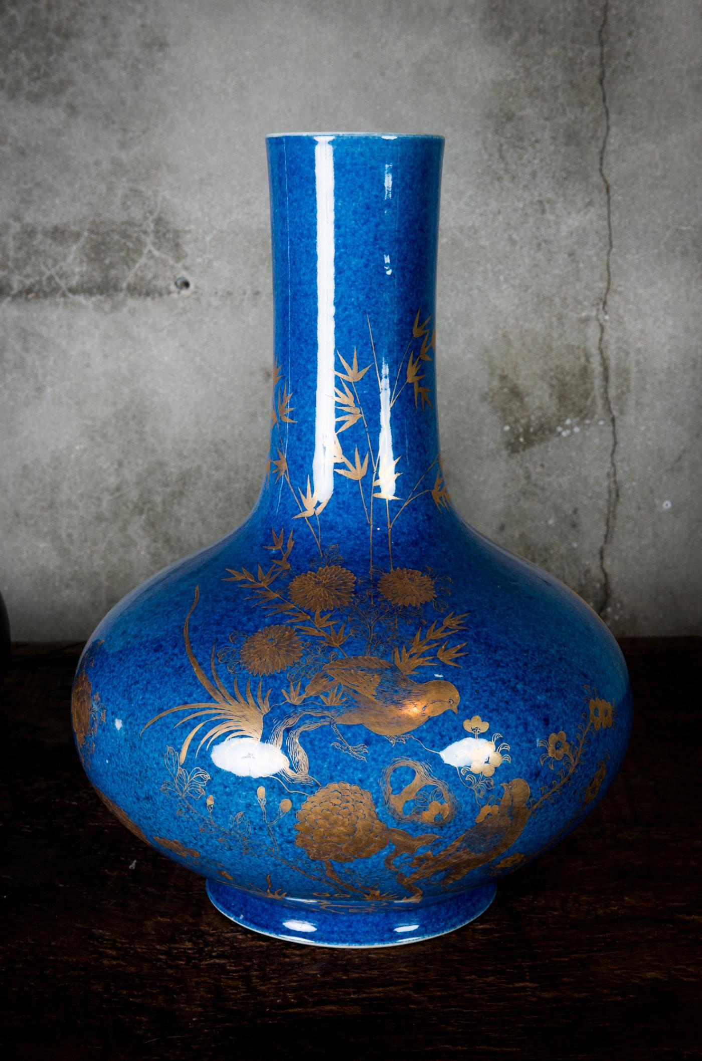 POWDER BLUE CHINESE VASES