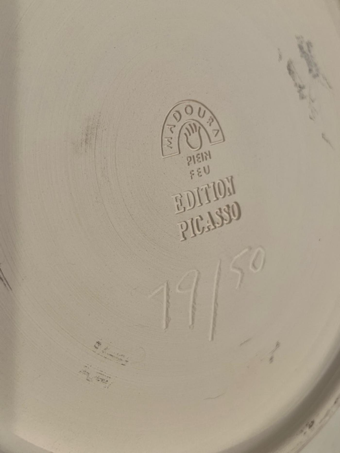Pablo Picasso - RARE SMILING SUN MATTE WHITE CERAMIC PLATE BY PABLO PICASSO