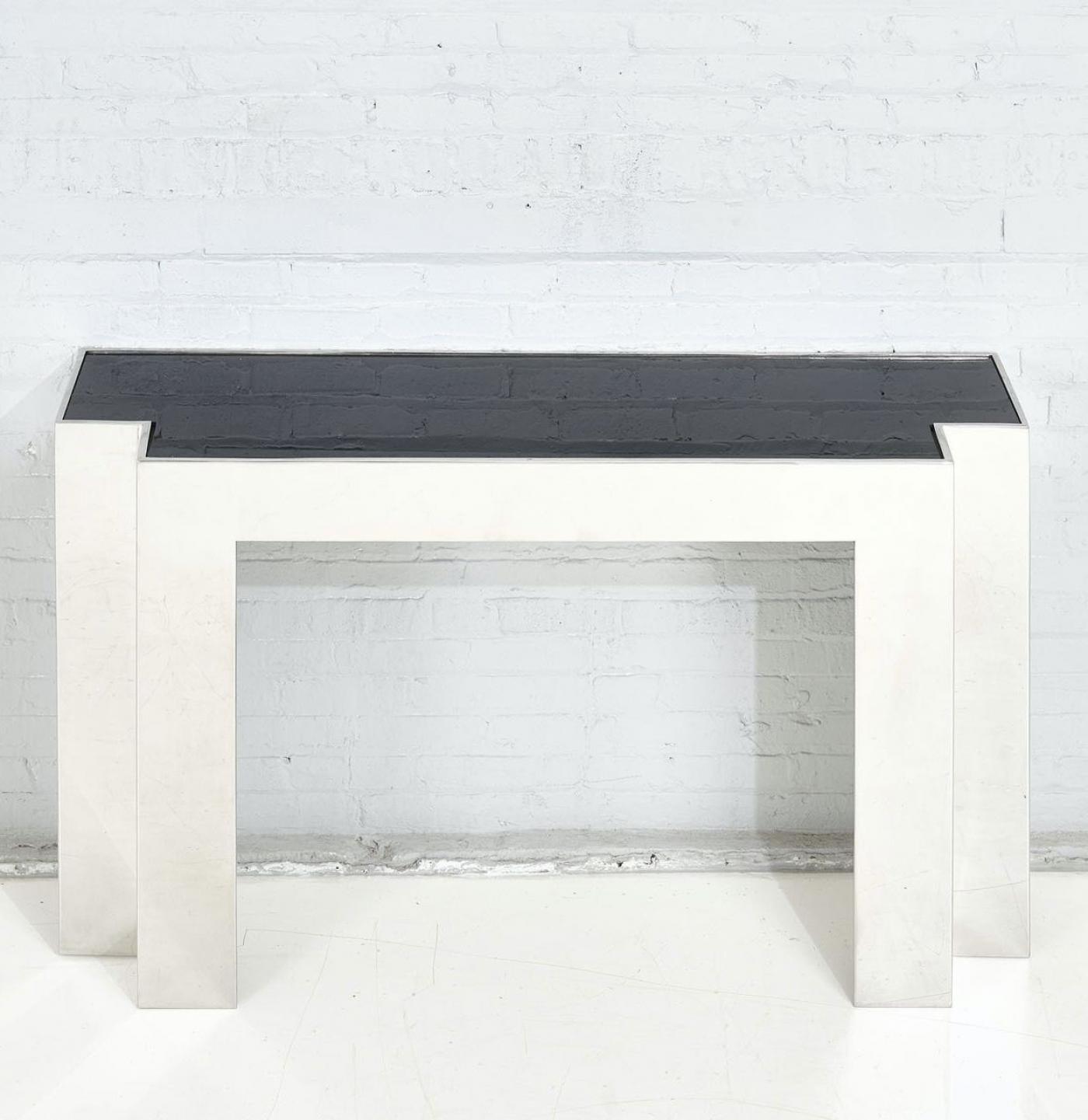 Pace Collection - Pace Collection Chrome and Glass Console Table, 1970