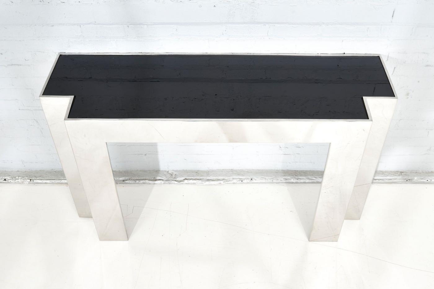 Pace Collection - Pace Collection Chrome and Glass Console Table, 1970