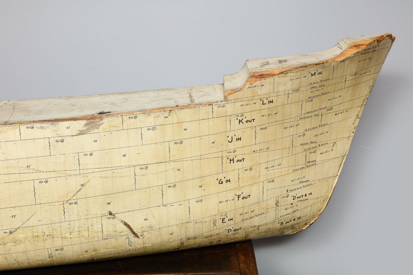 Painted Annotated Half Hull Ship Model