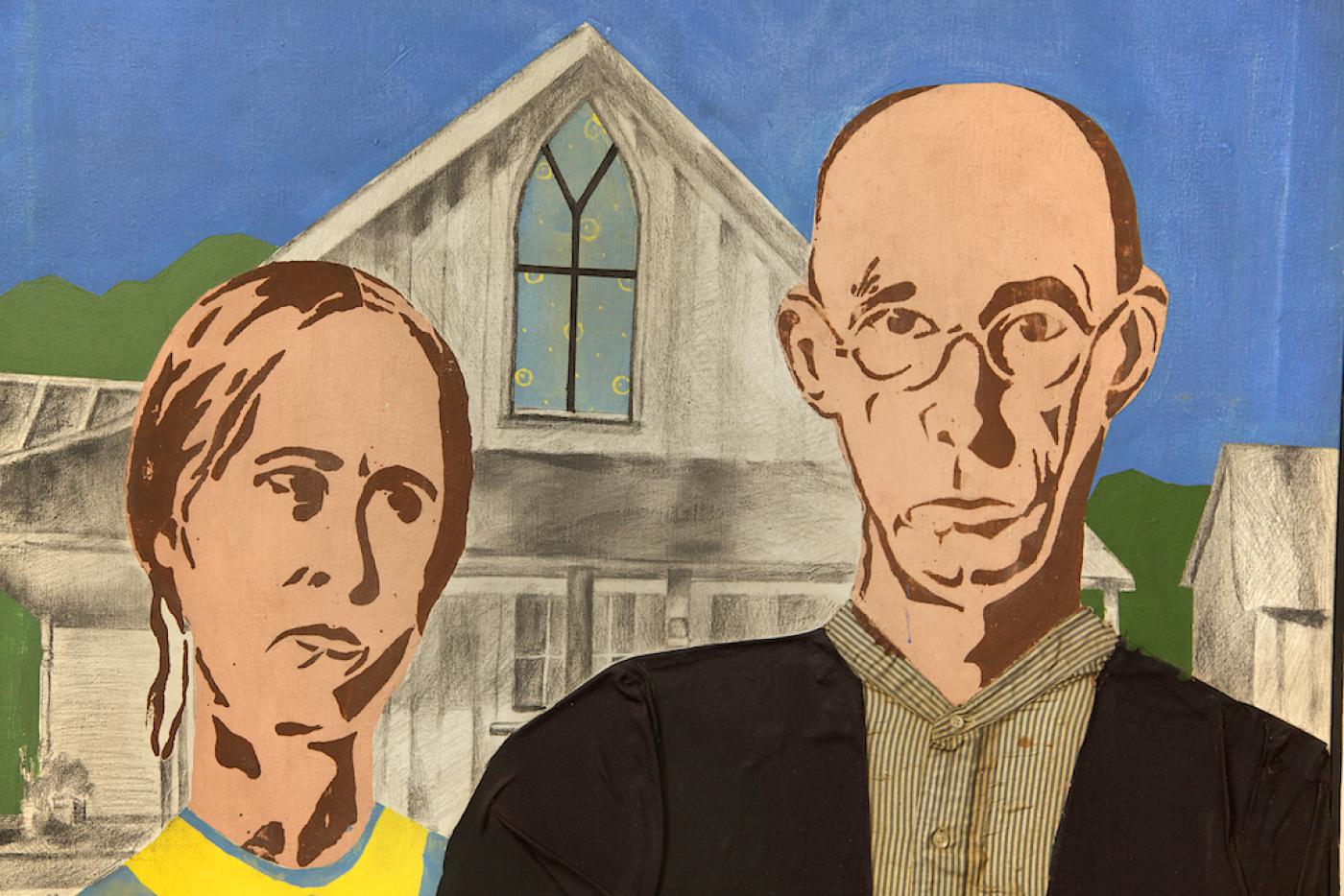Grant Wood - Painting, Stylized After Grant Wood's "American Gothic"