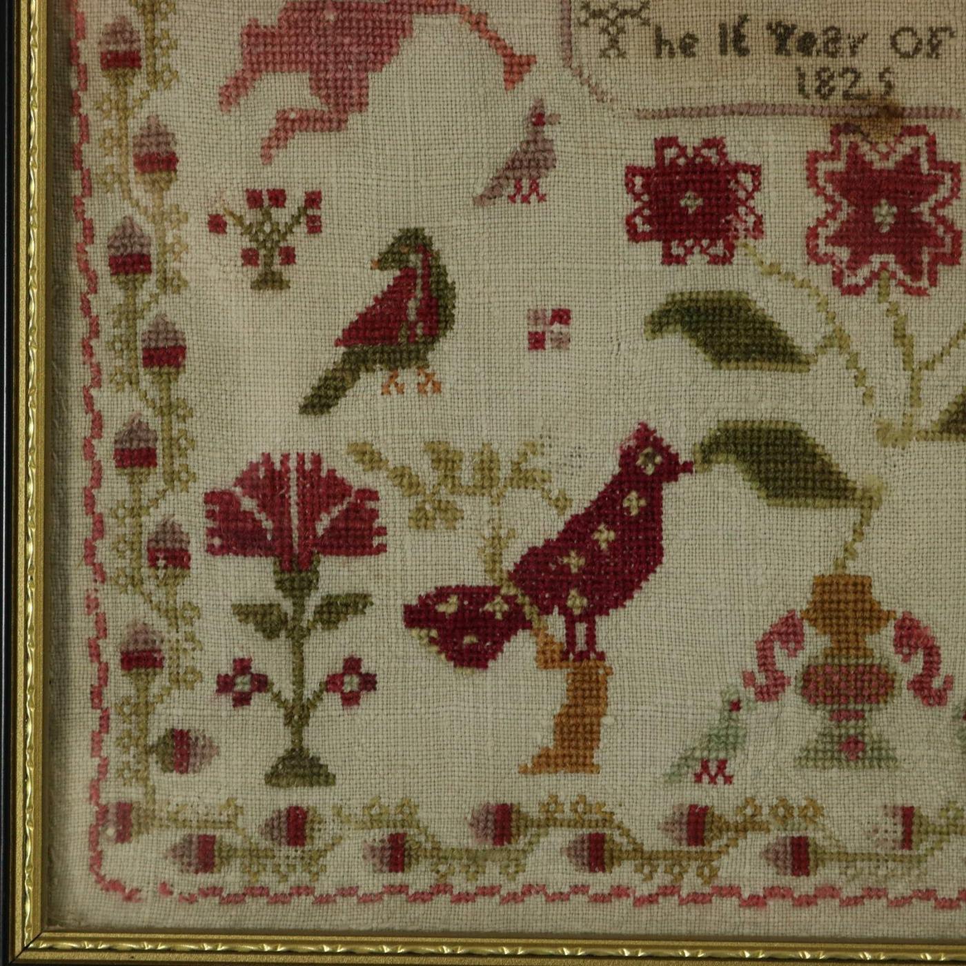 Pair Antique Samplers, 1825 and 1829, by Sarah Ann Terry