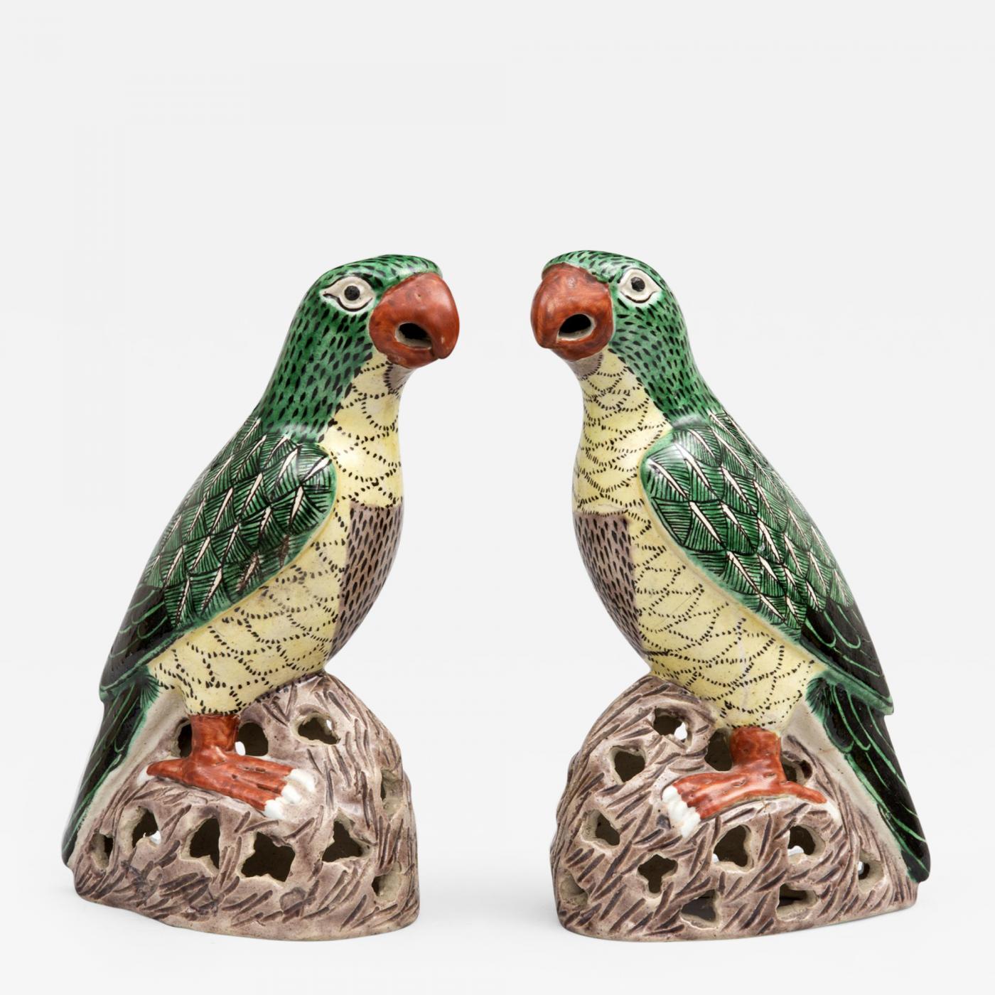 Pair Chinese Colorful Parrots, Circa 1850