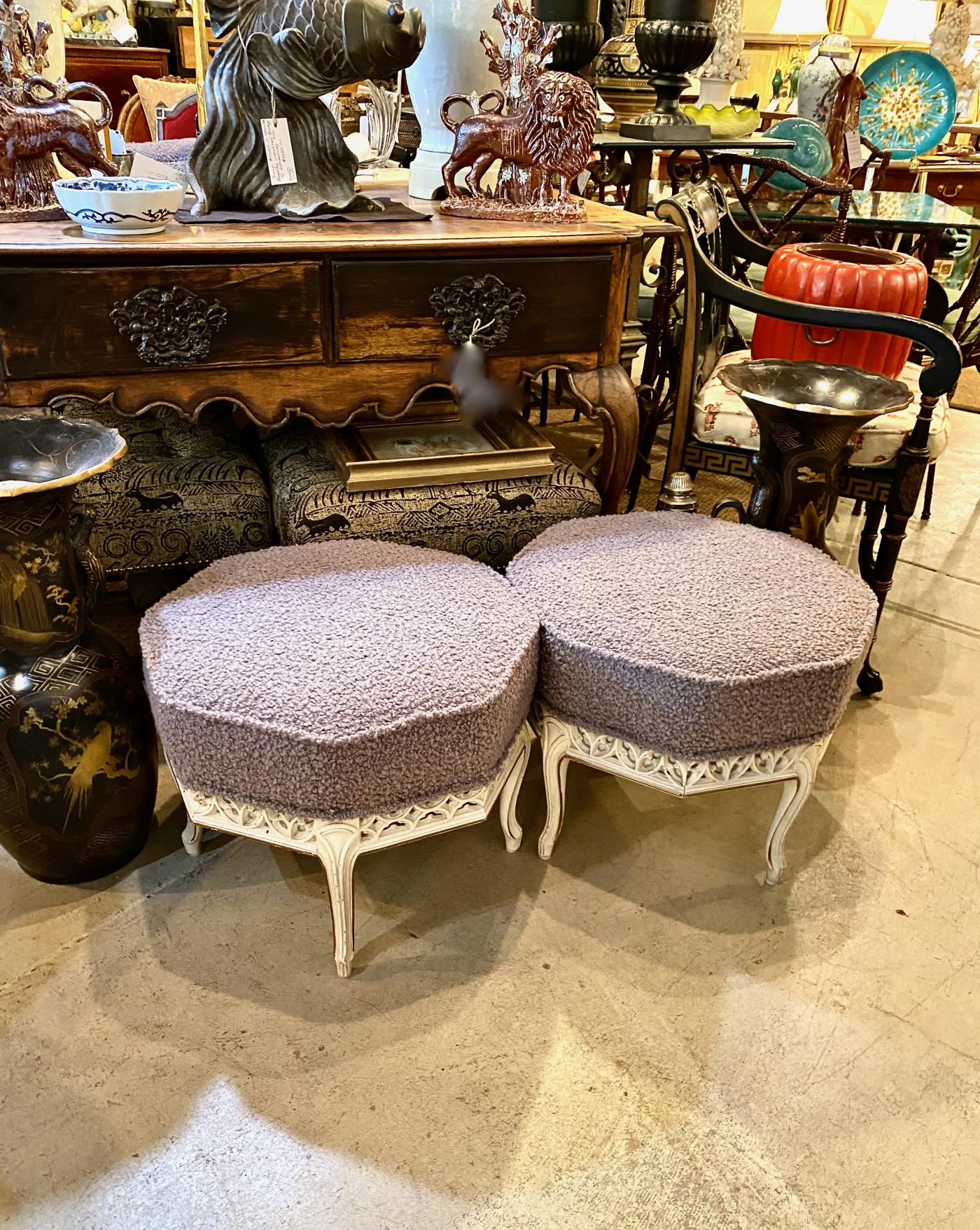 Pair Gothic-Inspired Stools