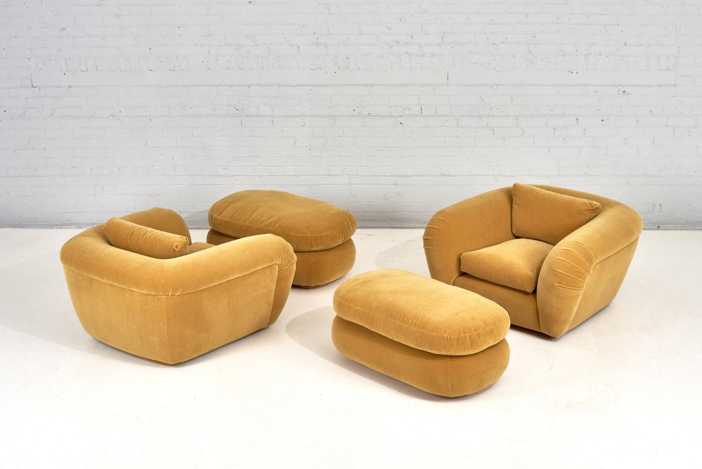 Jay Spectre - Pair Jay Spectre Lounge Chairs and Ottomans, 1990