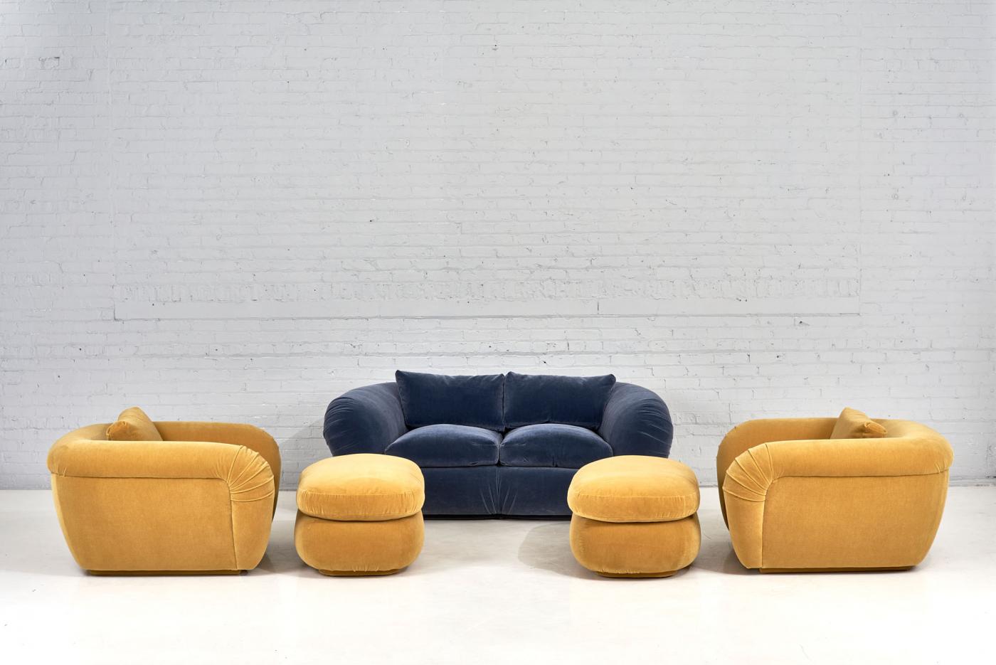 Jay Spectre - Pair Jay Spectre Lounge Chairs and Ottomans, 1990