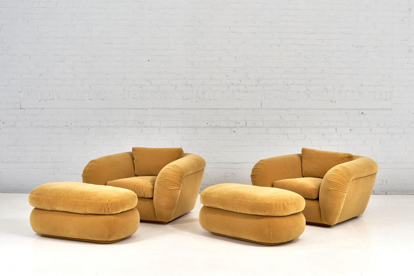 Jay Spectre - Pair Jay Spectre Lounge Chairs and Ottomans, 1990