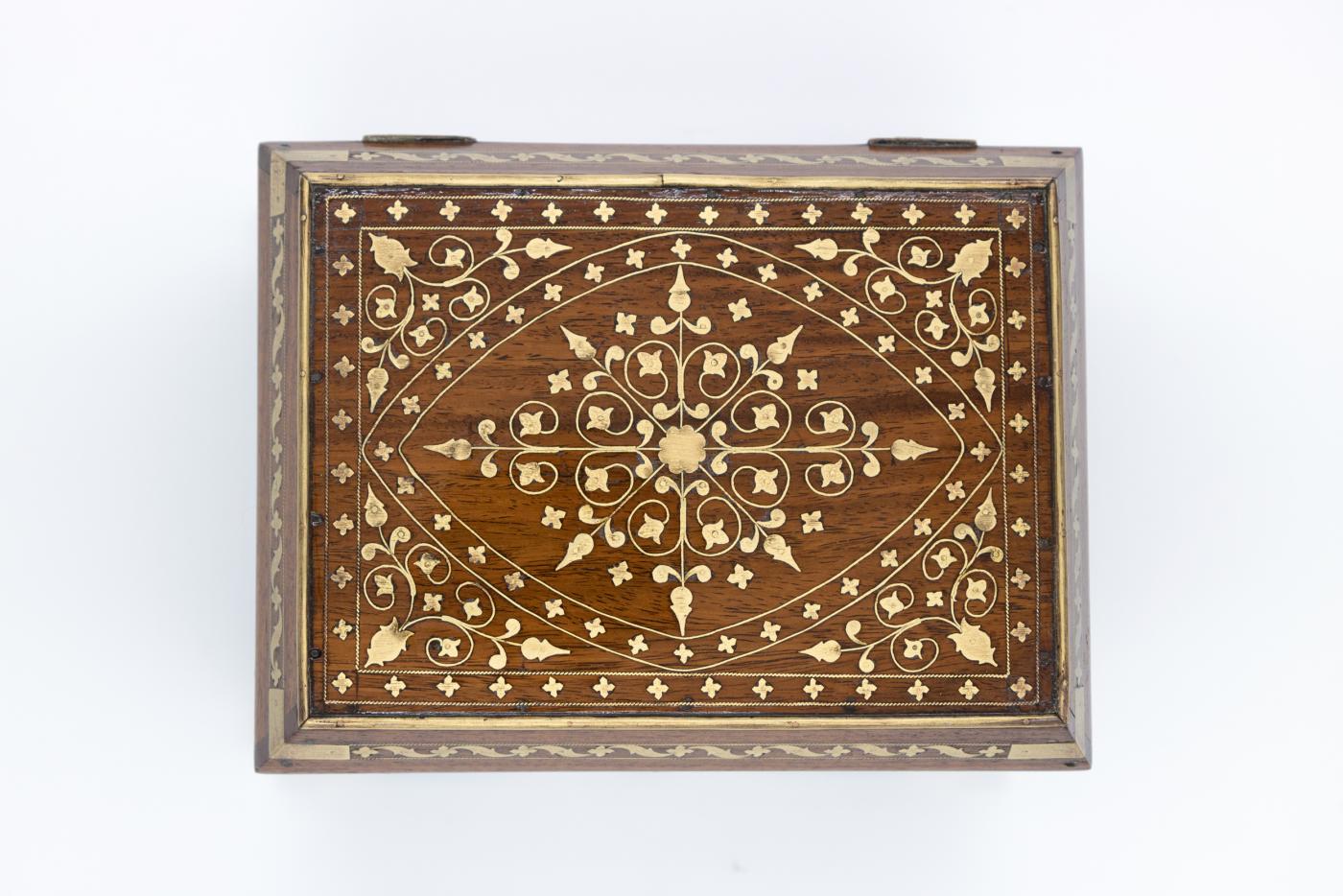 Pair Of Anglo-Indian Brass Inlaid Hardwood Boxes, Circa 1890.