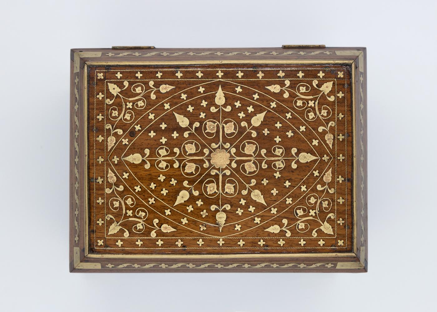 Pair Of Anglo-Indian Brass Inlaid Hardwood Boxes, Circa 1890.