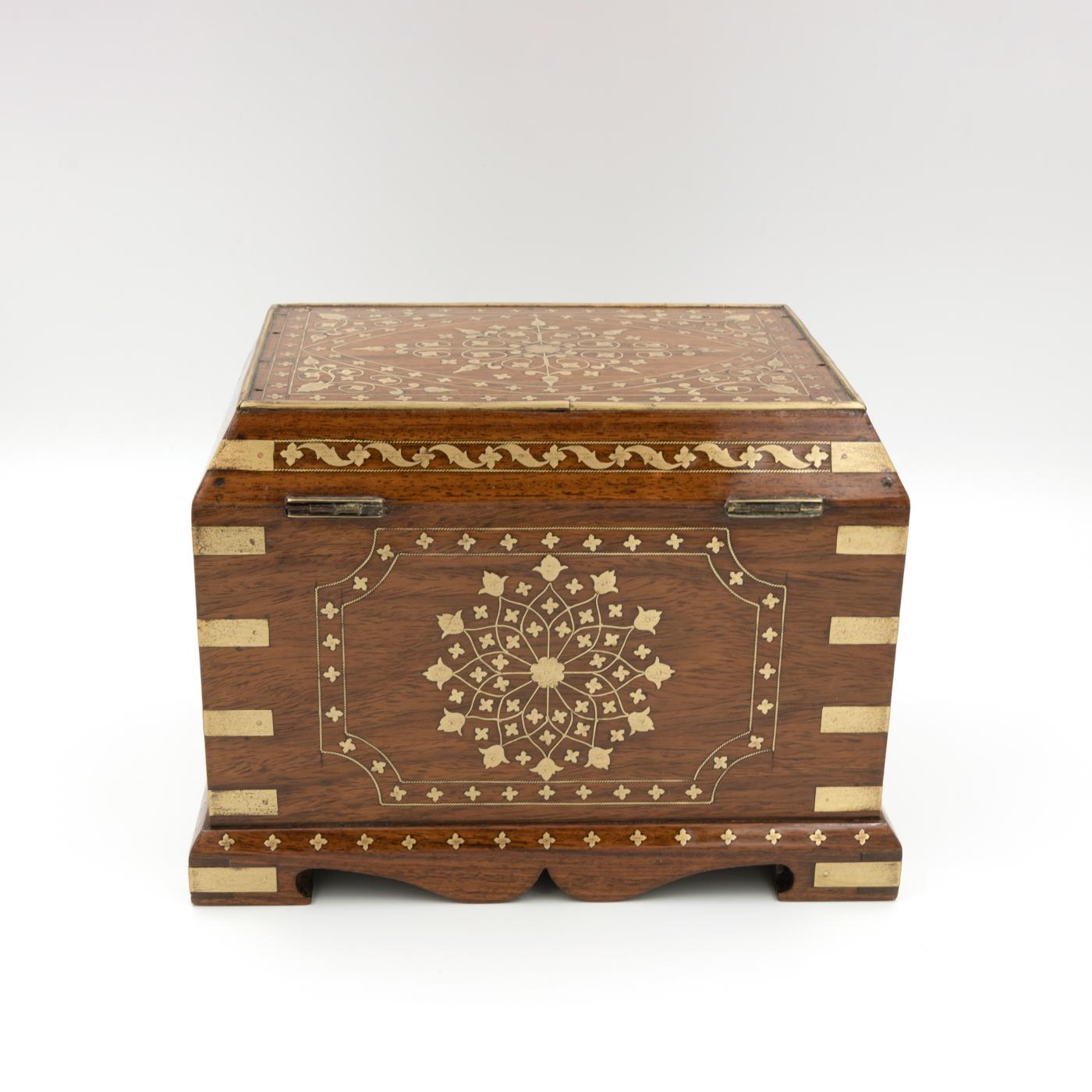 Pair Of Anglo-Indian Brass Inlaid Hardwood Boxes, Circa 1890.