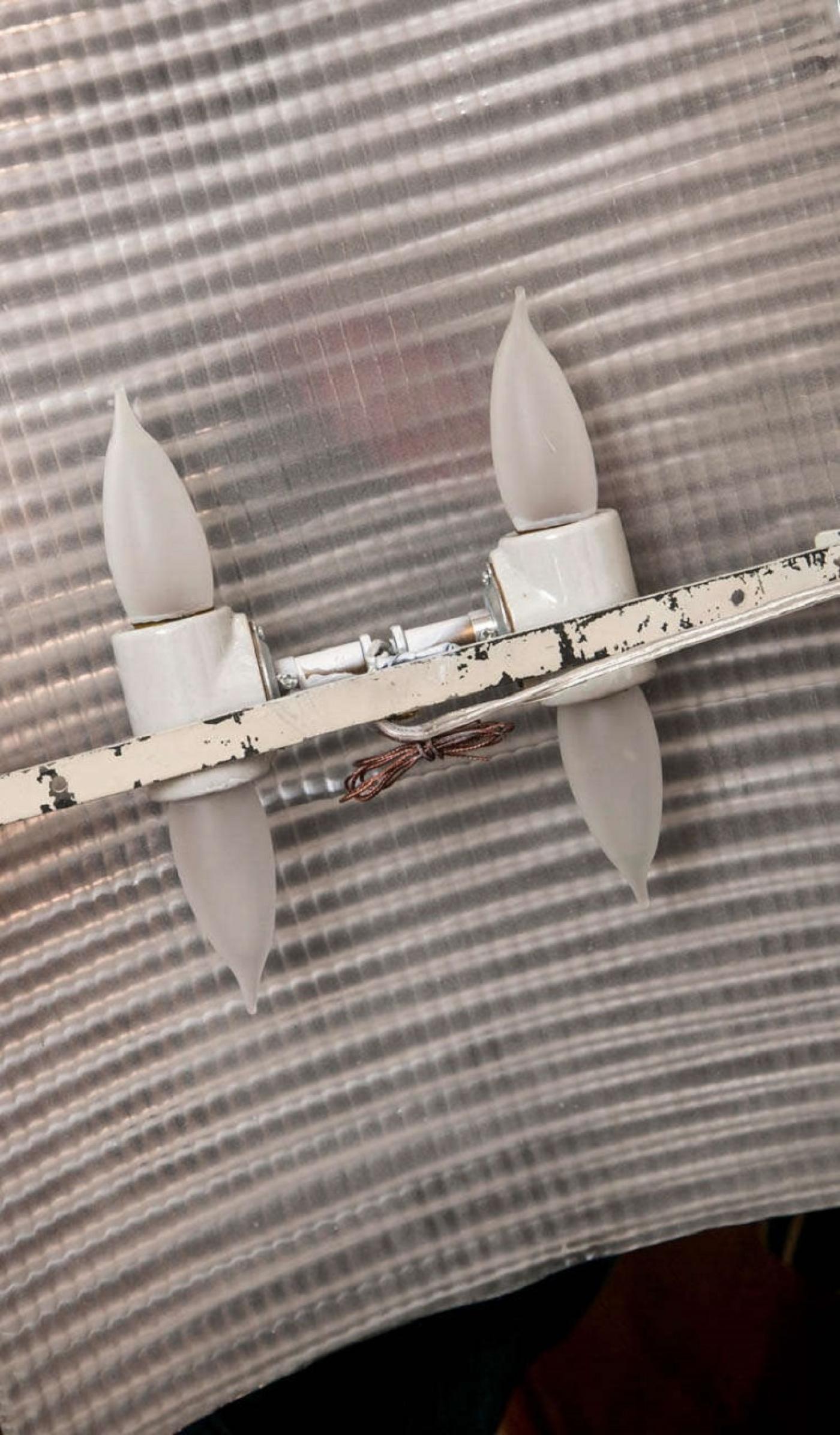 Pair Of Large Modern Artisan Blown Curved Waffle Wall/ Ceiling Lights