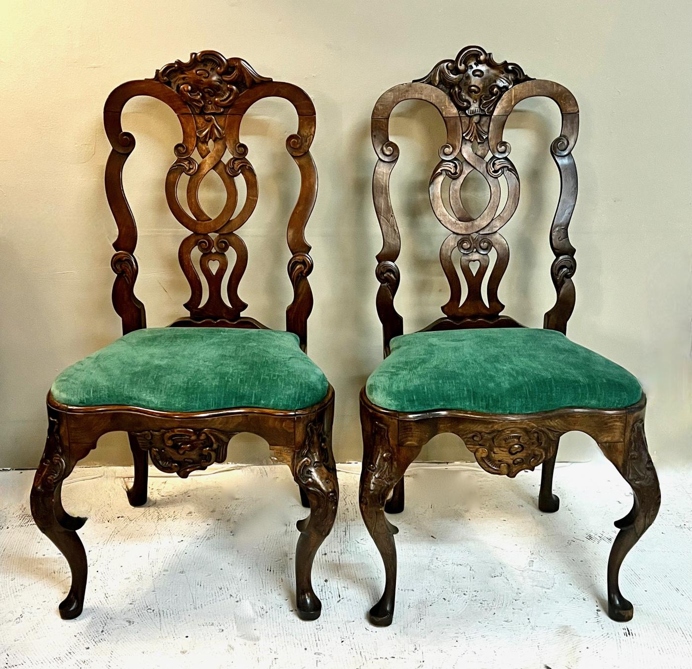 Pair Portuguese Rococo Side Chairs