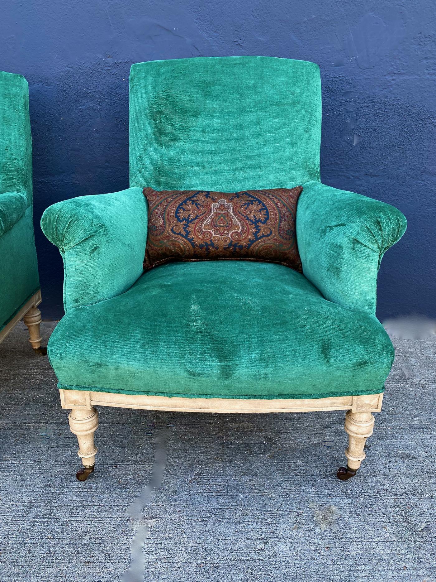 Pair William IV/Early Victorian Club Chairs, Style of Howard & Sons