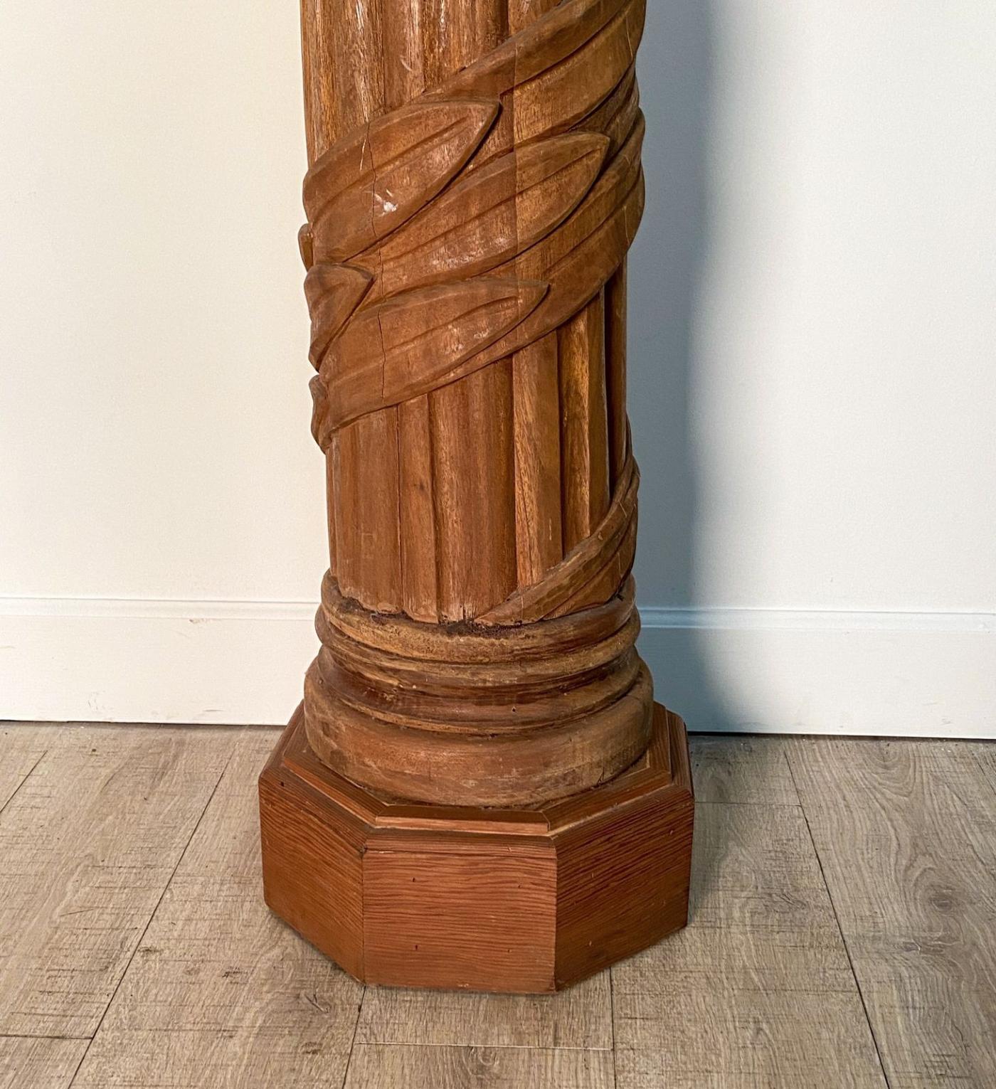 Pair of Carved Wood Columns, Italy circa 1970