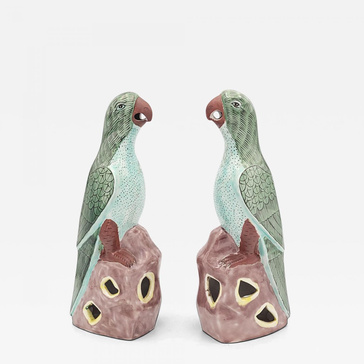 Pair of Chinese Export Parrots, circa 1900