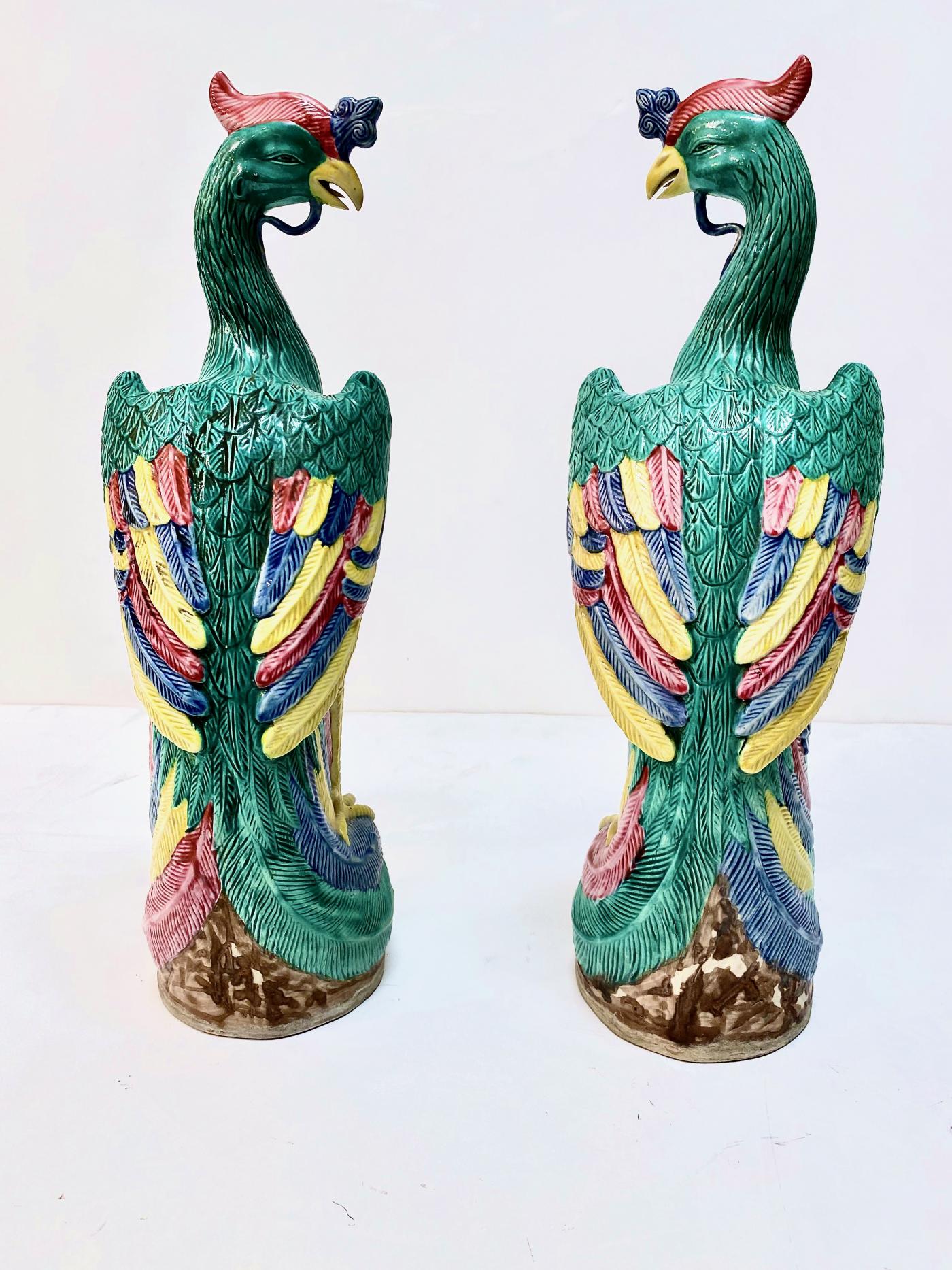 Pair of Chinese Porcelain Phoenix (Ho-Ho) Birds