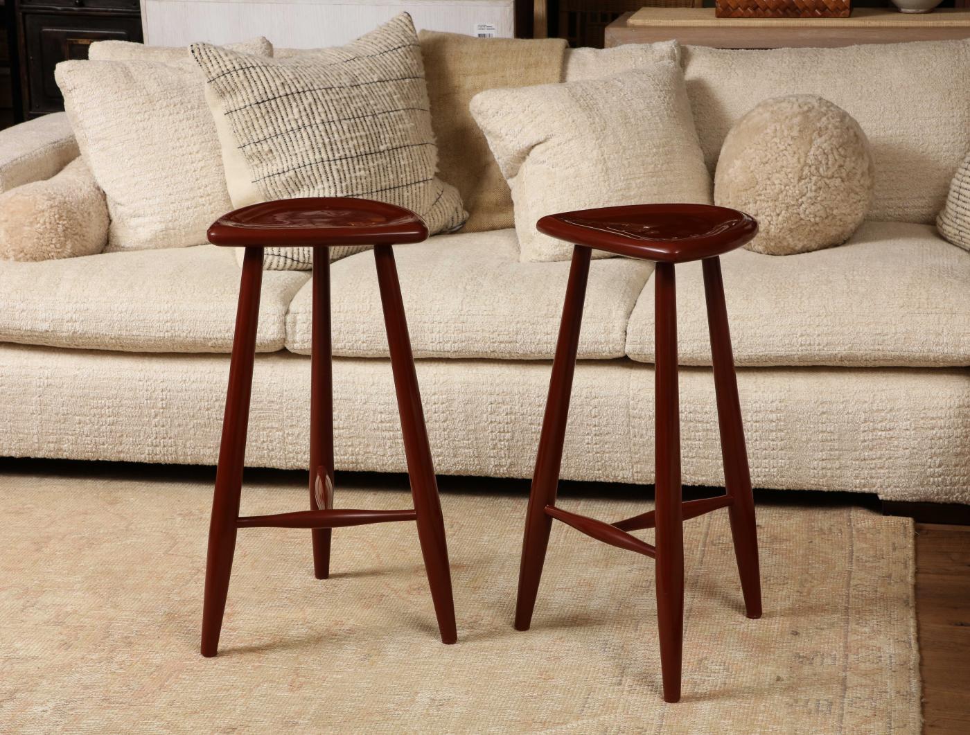 Pair of Cinnabar Lacquer Stools